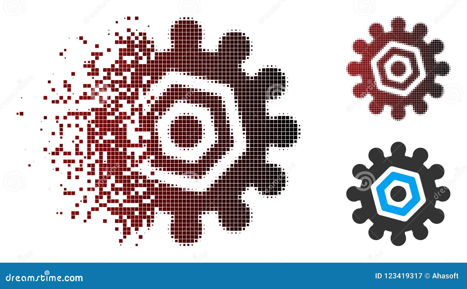 Icono De Semitono Del Engranaje Del Pixel Disipado Ilustración del ...