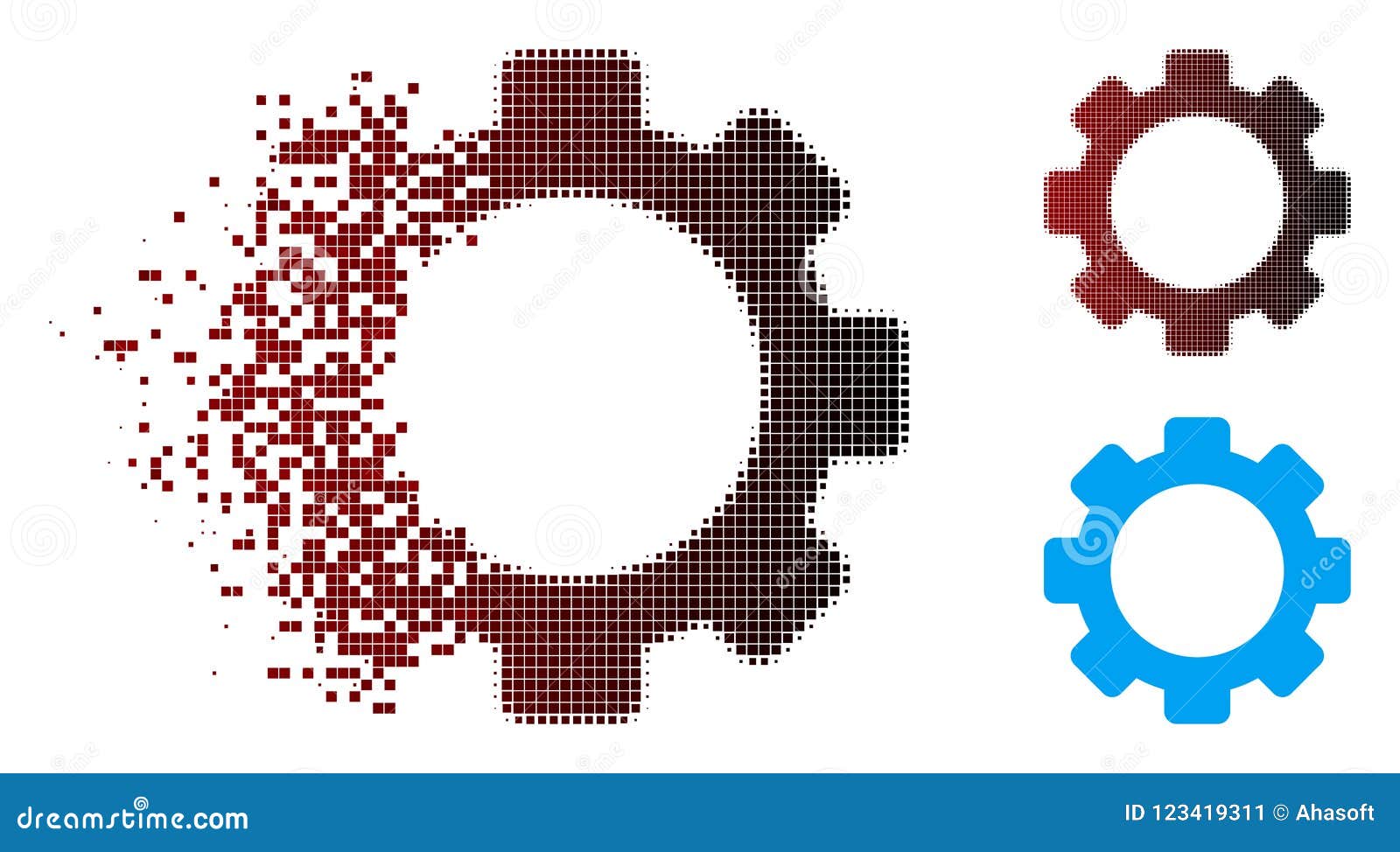 Icono De Semitono Del Engranaje Del Pixel Quebrado Ilustración del ...