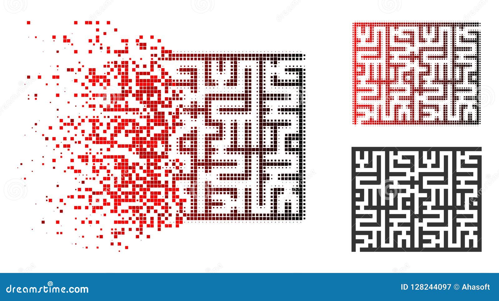 Icono De Semitono Del Laberinto Del Pixel Disipado Ilustración del ...