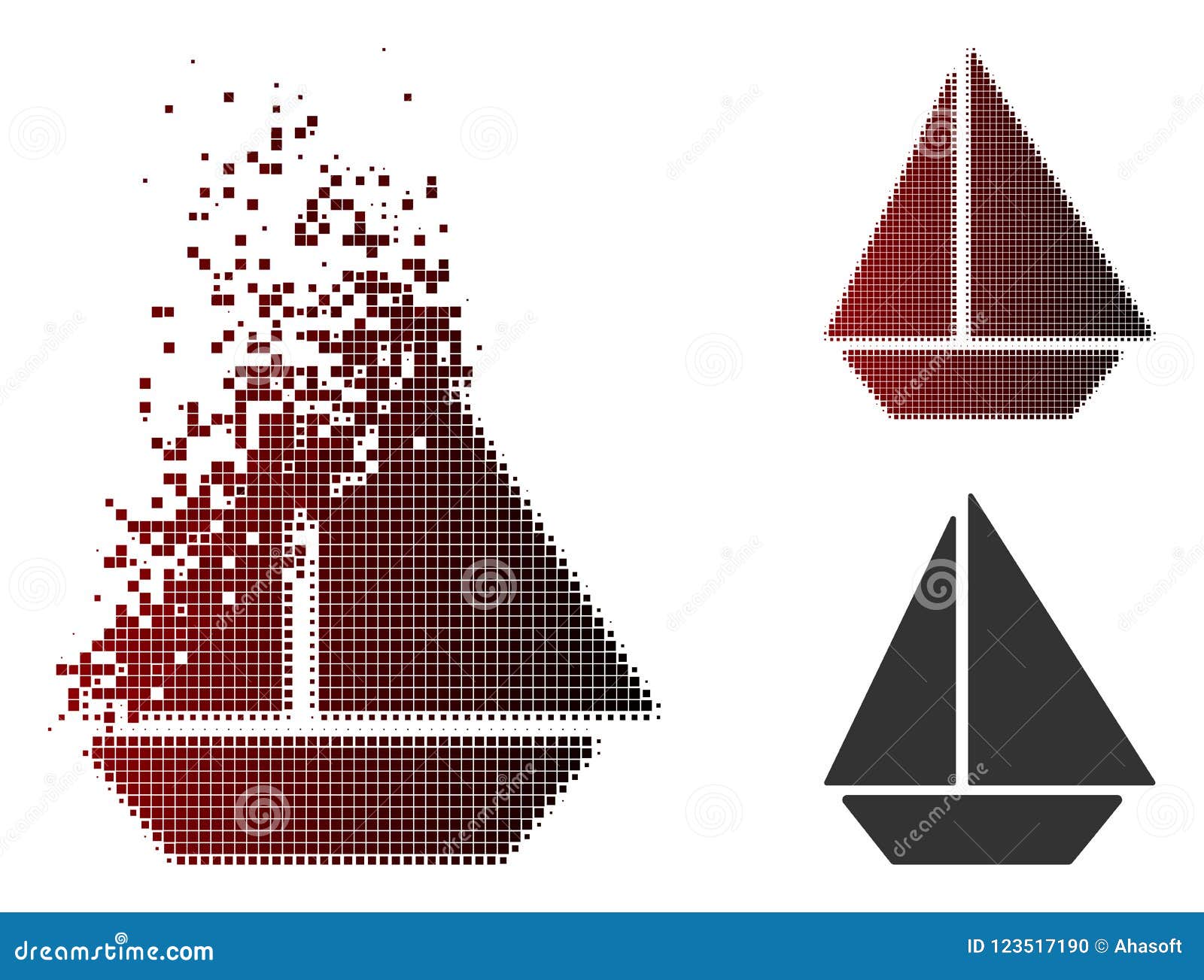 Icono De Semitono Del Yate Del Pixel Disipado Ilustración del Vector ...