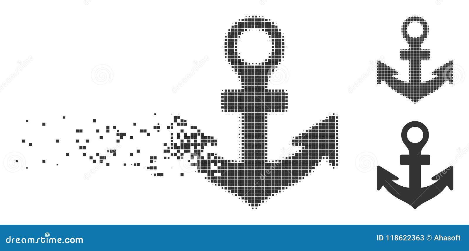 Icono De Semitono Destructed Del Ancla Del Pixel Ilustración del Vector ...
