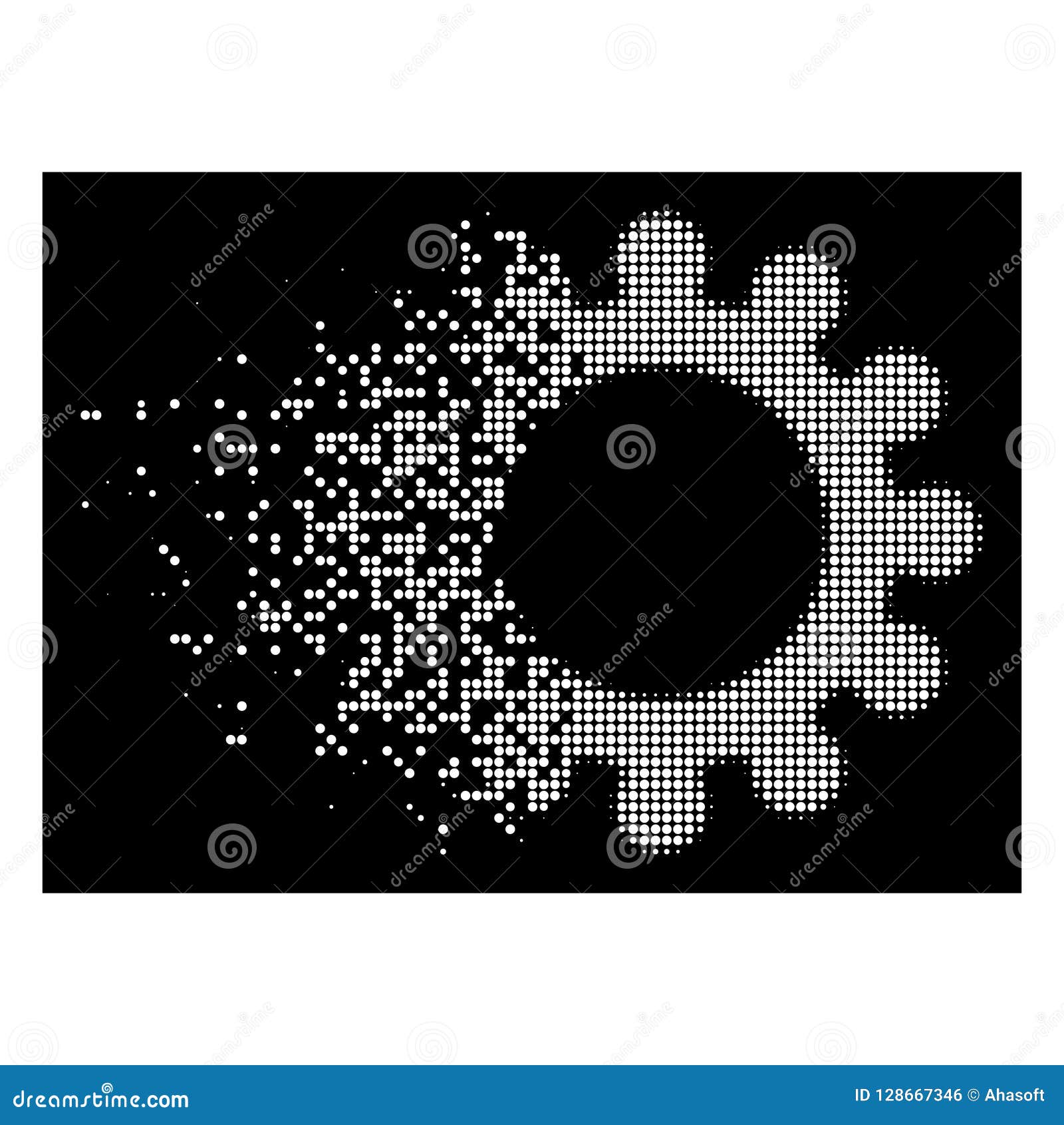 Icono De Semitono Disipado Blanco Del Diente De Pixelated Ilustración ...