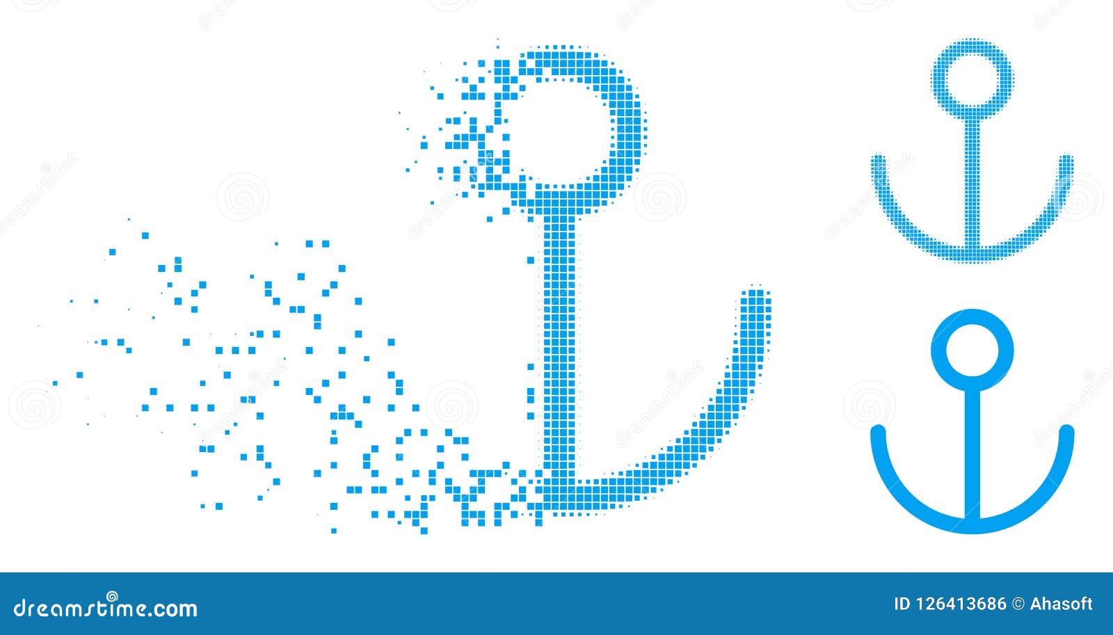 Icono De Semitono Disuelto Del Ancla Del Pixel Ilustración del Vector ...