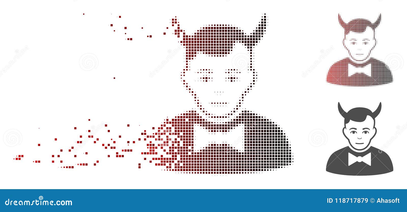 Icono De Semitono Disuelto Del Diablo Del Pixel Ilustración del Vector ...