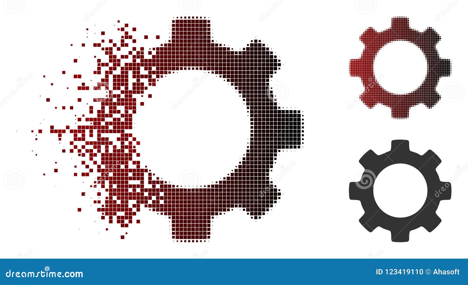Icono De Semitono Hecho Fragmentos Del Engranaje Del Pixel Ilustración ...