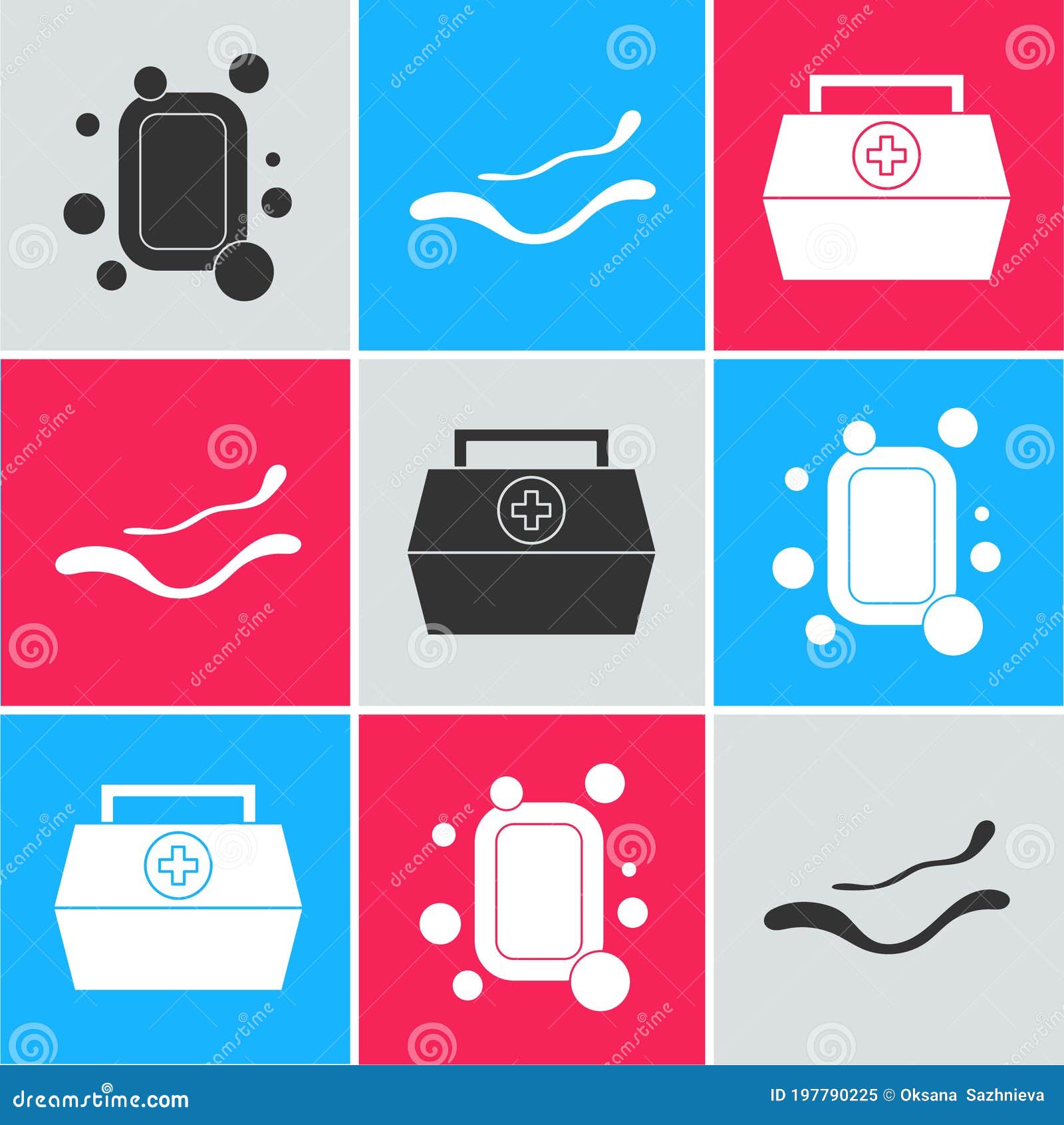 Icono De Set Bar of Soap, Ebola Virus Y First Aid Vector Ilustración ...