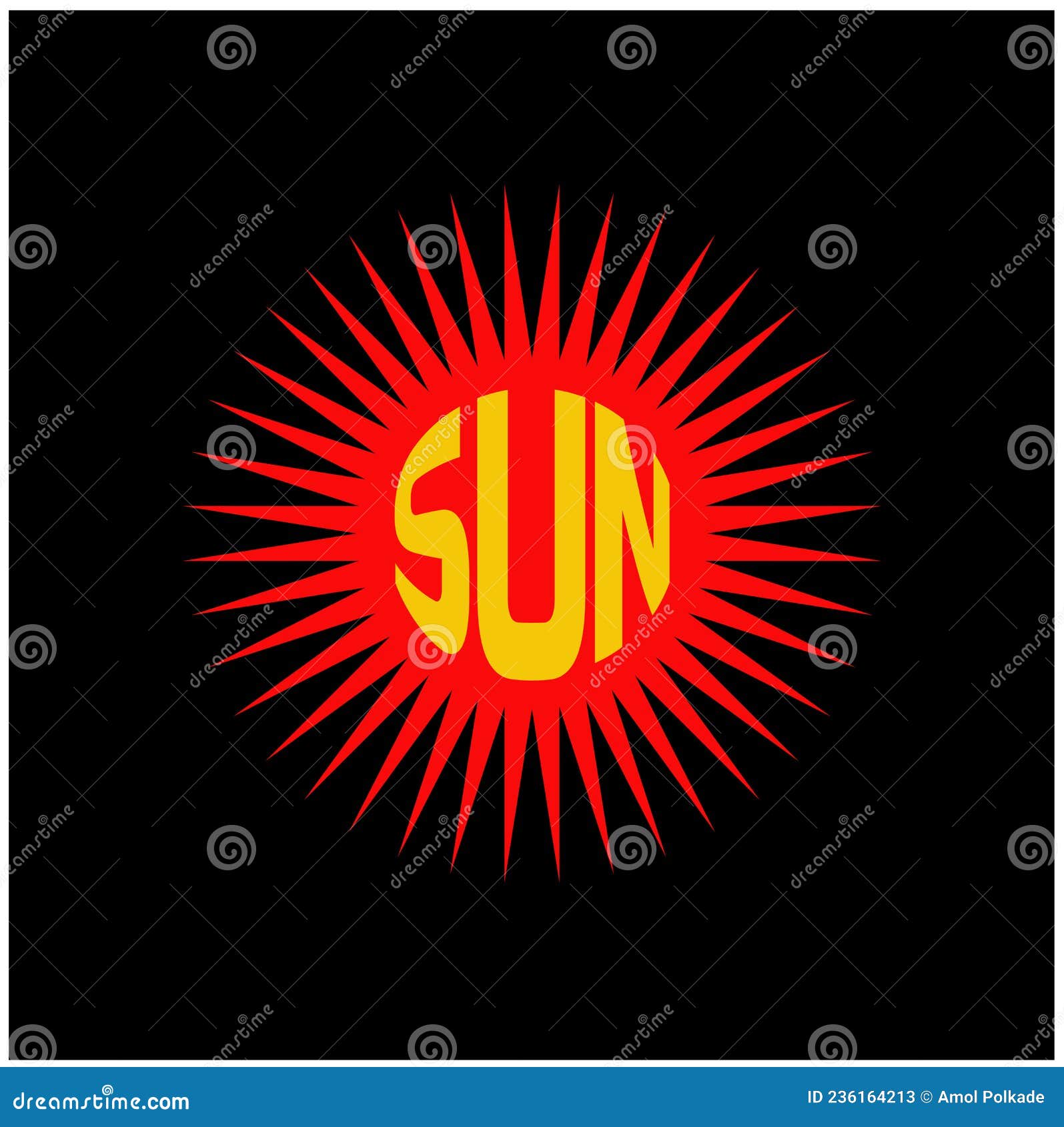 Icono De Sol Escrito Sobre Sol. Logotipo Solar Con Sol Rojo Ilustración ...