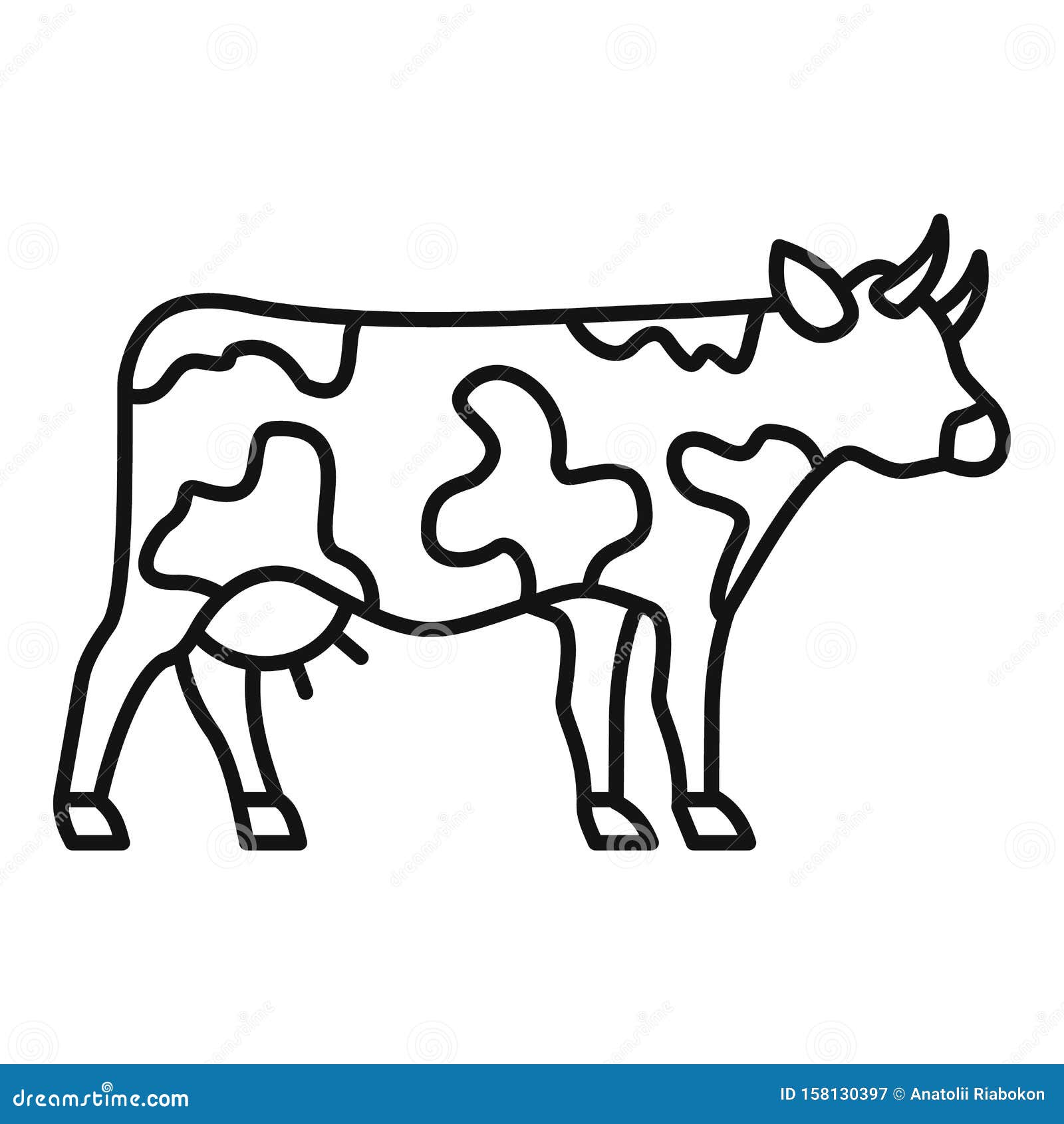 Icono De Vaca, Estilo De Esquema Ilustración del Vector - Ilustración ...