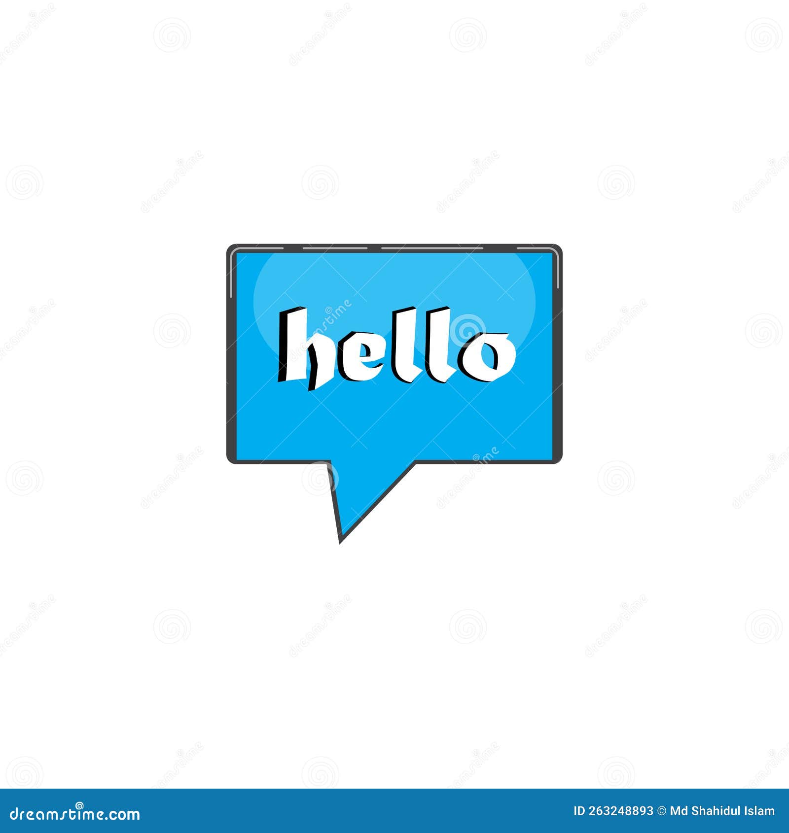 Icono De Vector Hello 3d. Cuadro De Texto De Saludo. Ilustración del ...