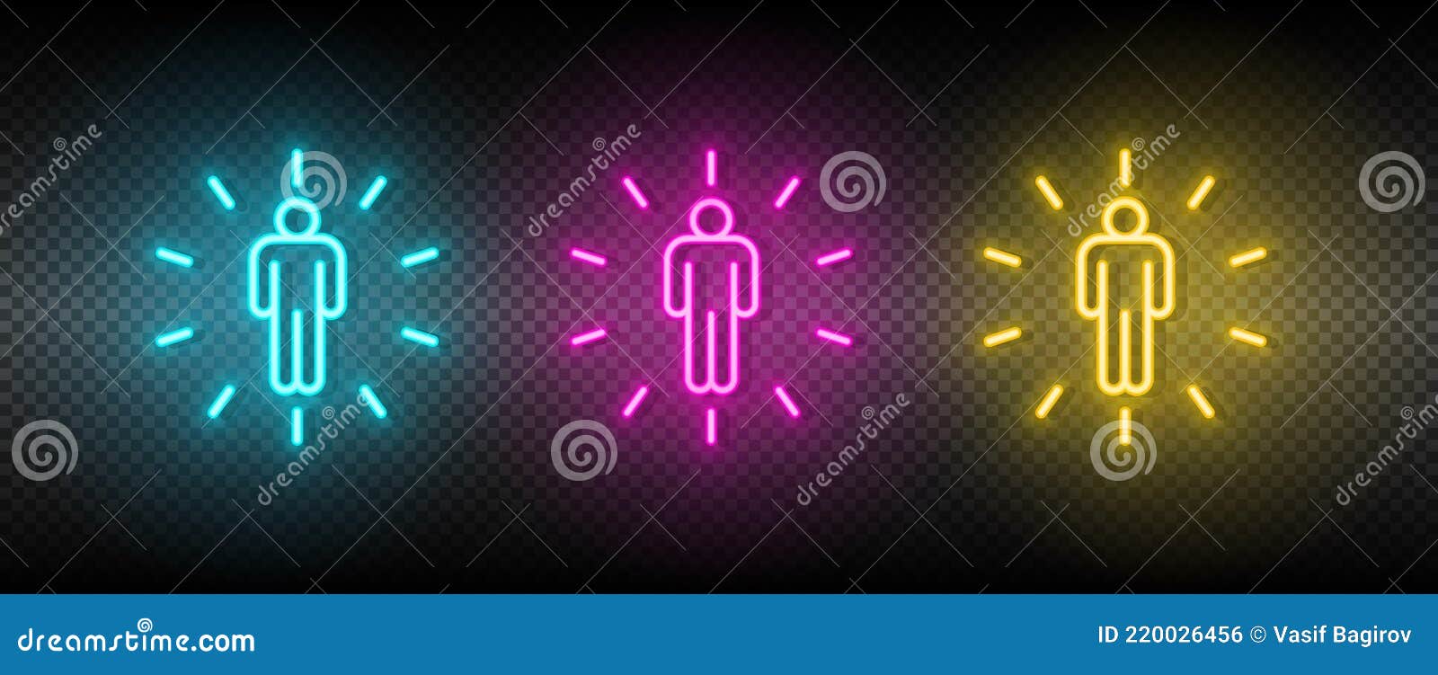 Icono de vector de neón. stock de ilustración. Ilustración de hombre ...