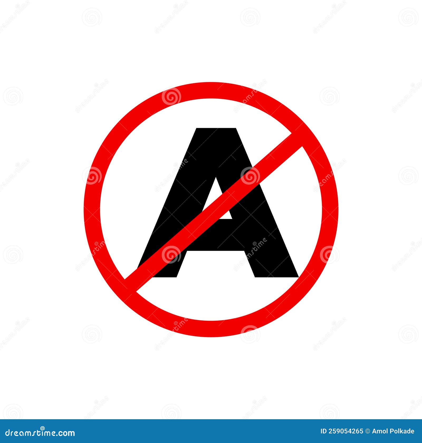 Icono De Vector Prohibido De Letra. No Usar Una Letra Ilustración del ...