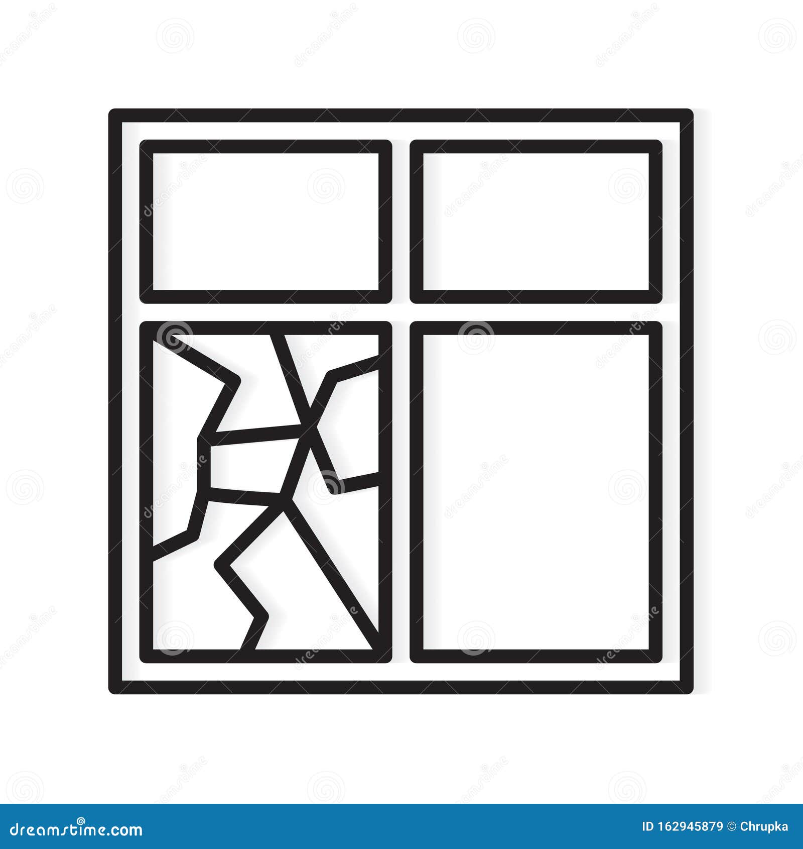 Icono de ventana rota ilustración del vector. Ilustración de contorno ...