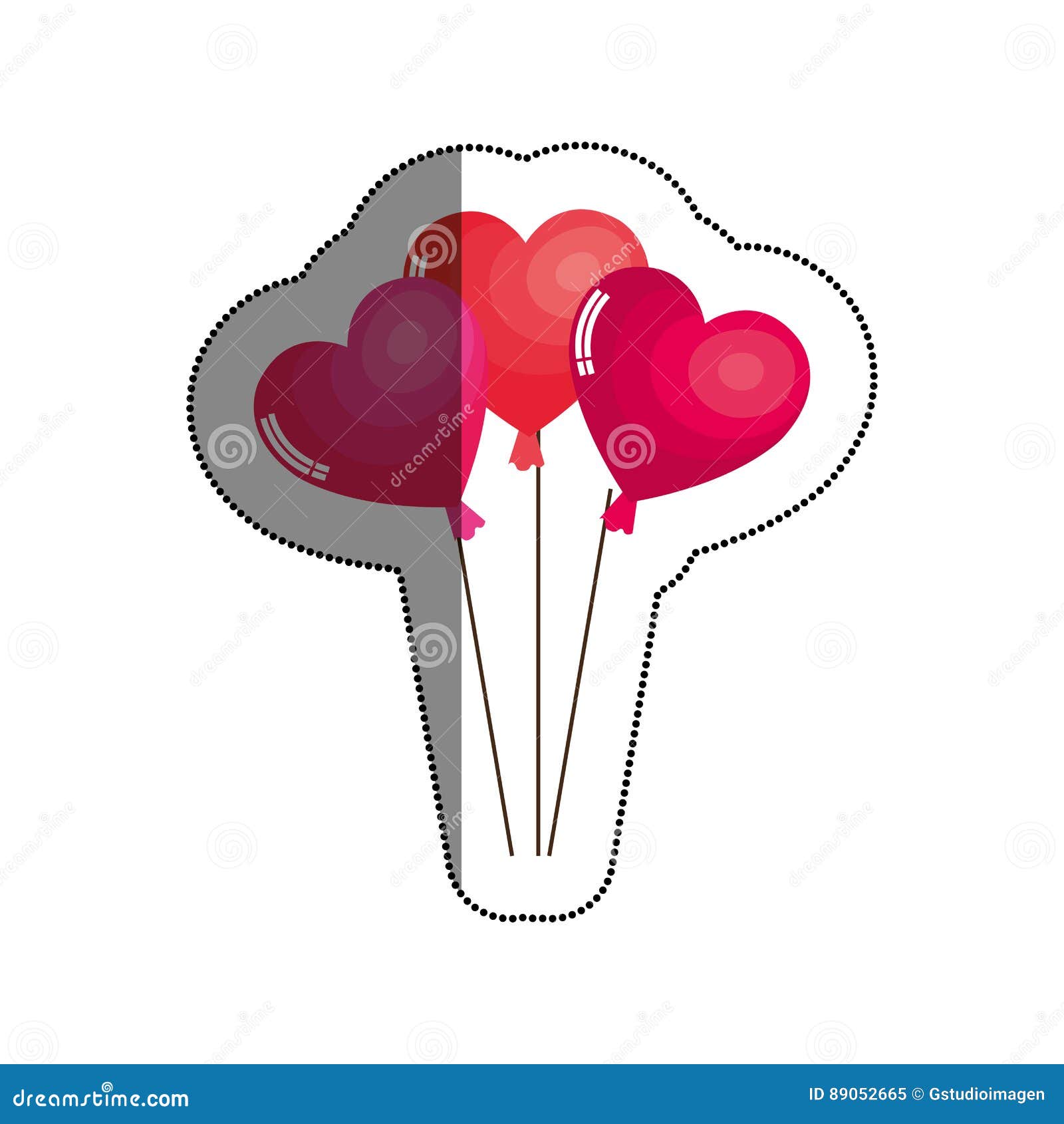 Icono Del Aire De Los Globos De Los Corazones Stock De Ilustración