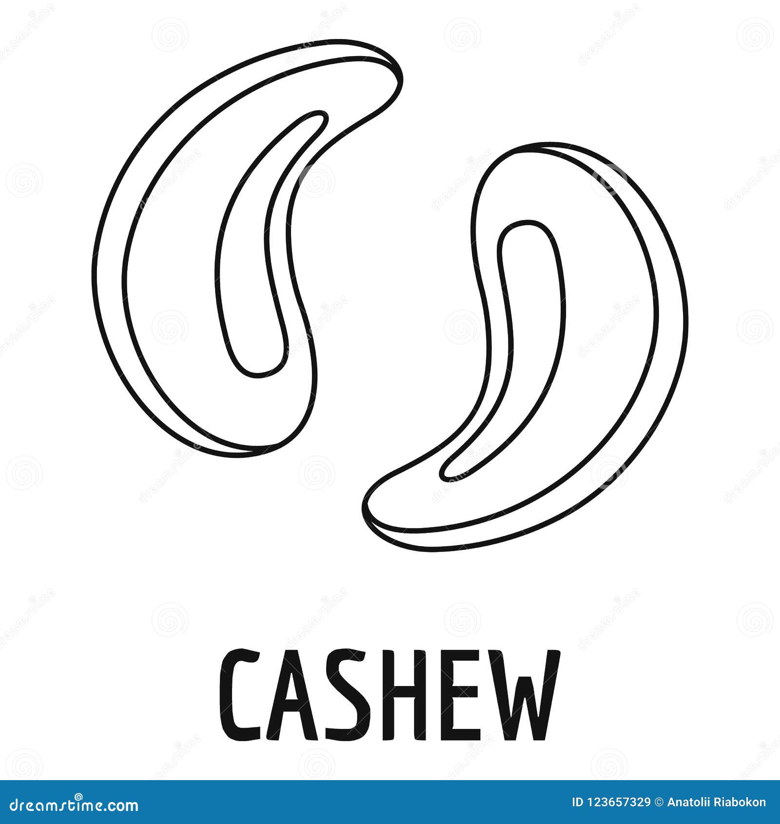 Icono Del Anacardo, Estilo Del Esquema Stock de ilustración ...