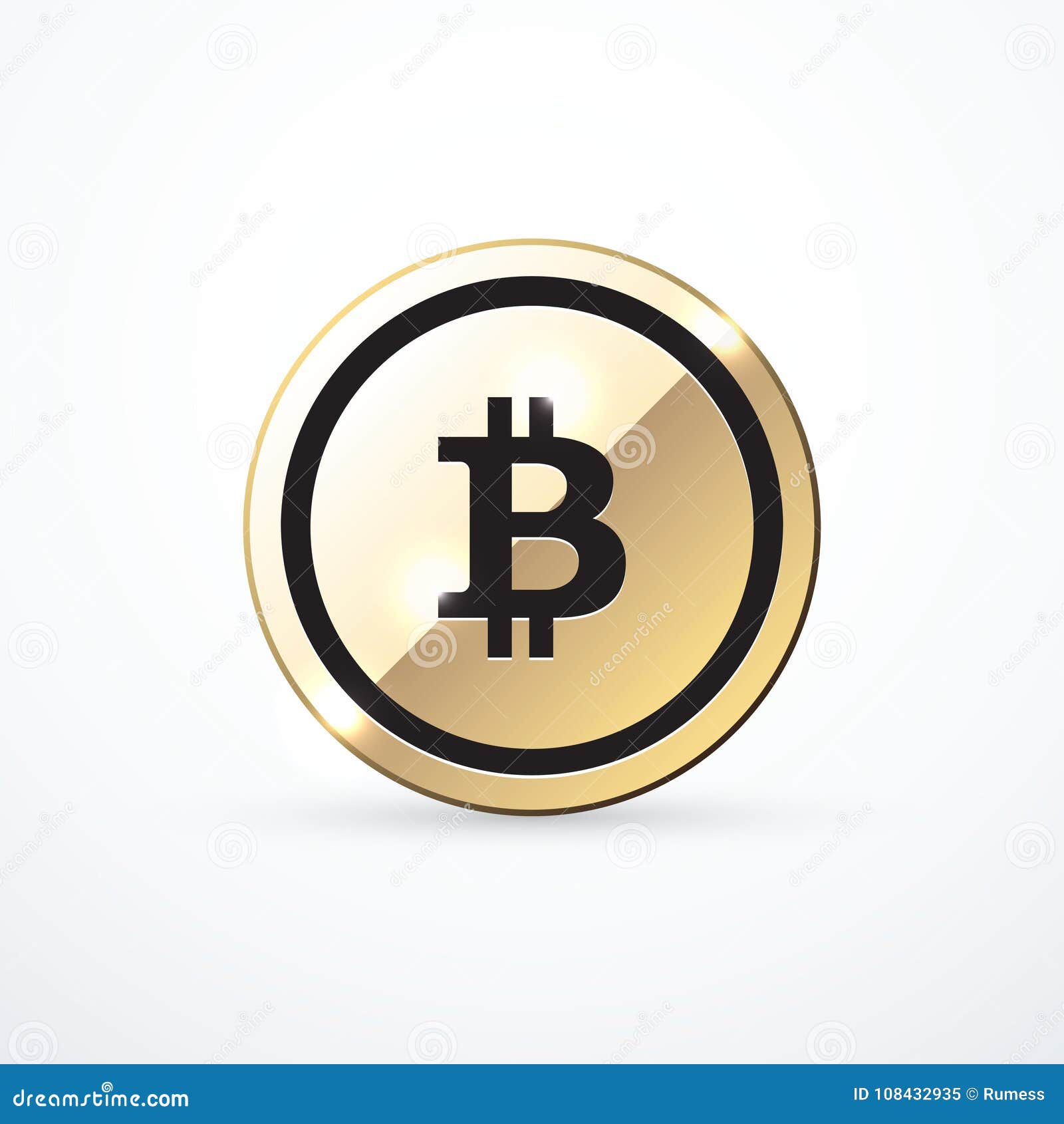 Icono Del Bitcoin Del Oro Del Vector Aislado Ilustración del Vector ...