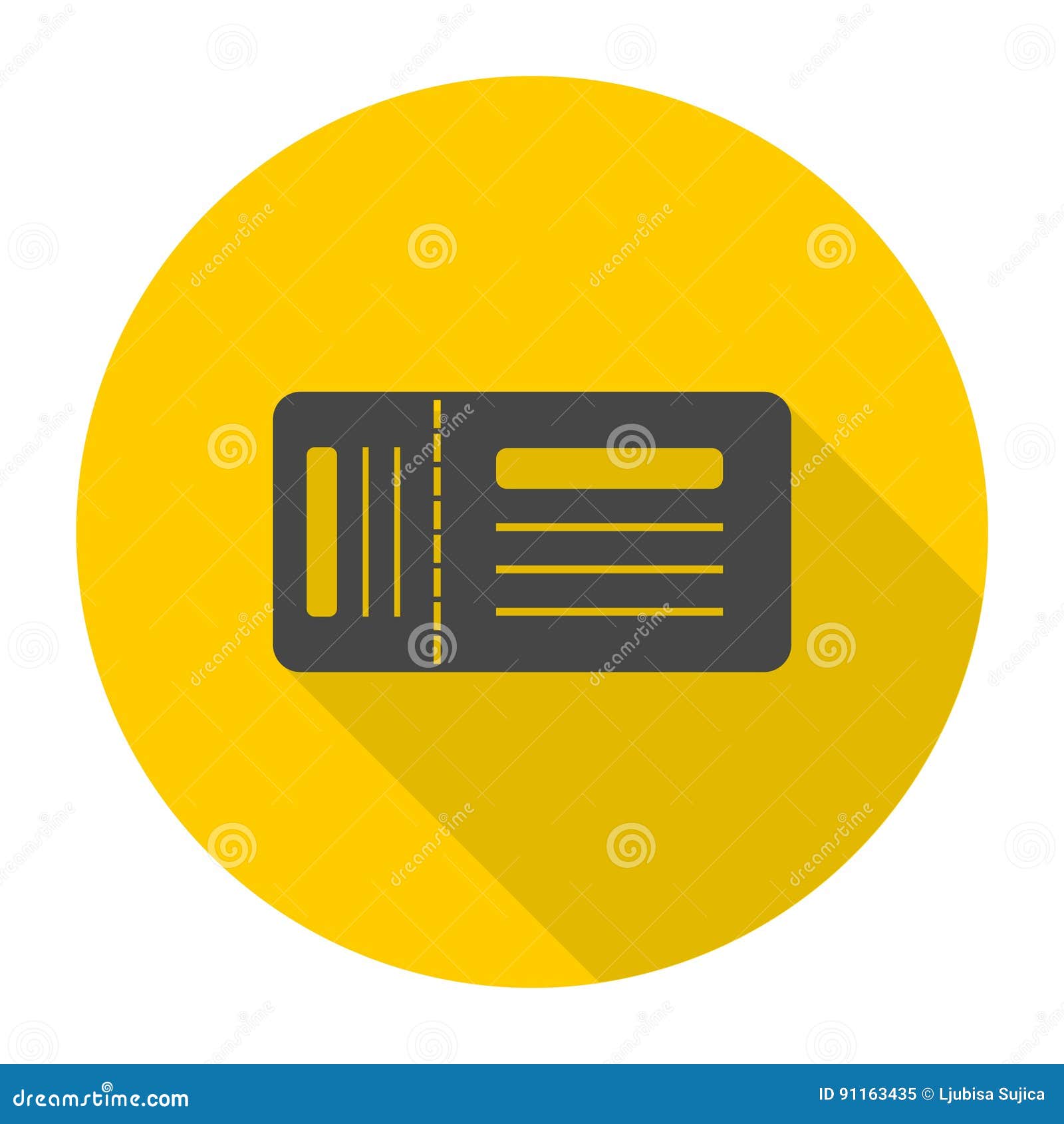 Icono Del Boleto Con La Sombra Larga Ilustración del Vector ...
