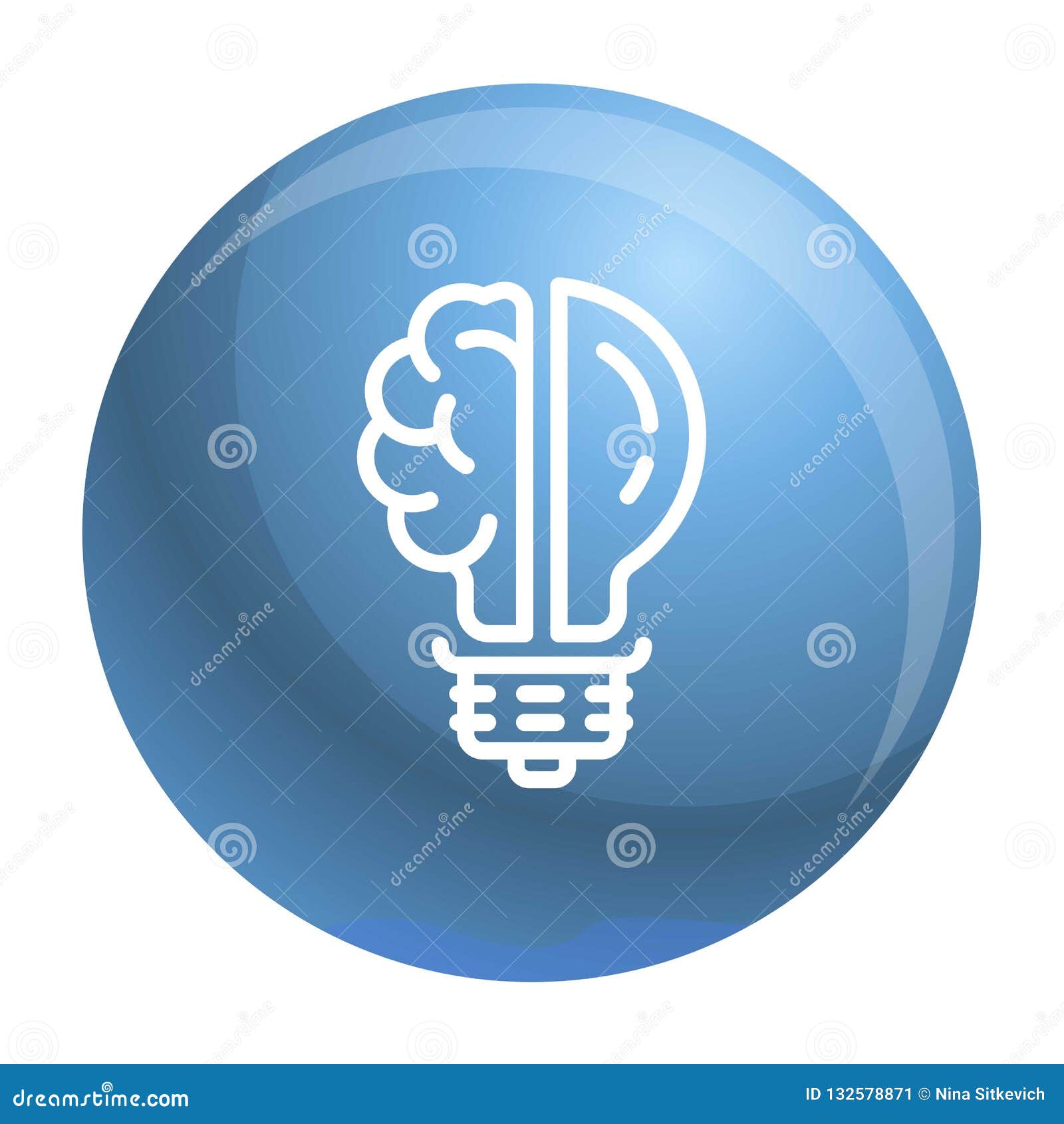 Icono Del Bulbo Del Cerebro, Estilo Del Esquema Ilustración del Vector ...