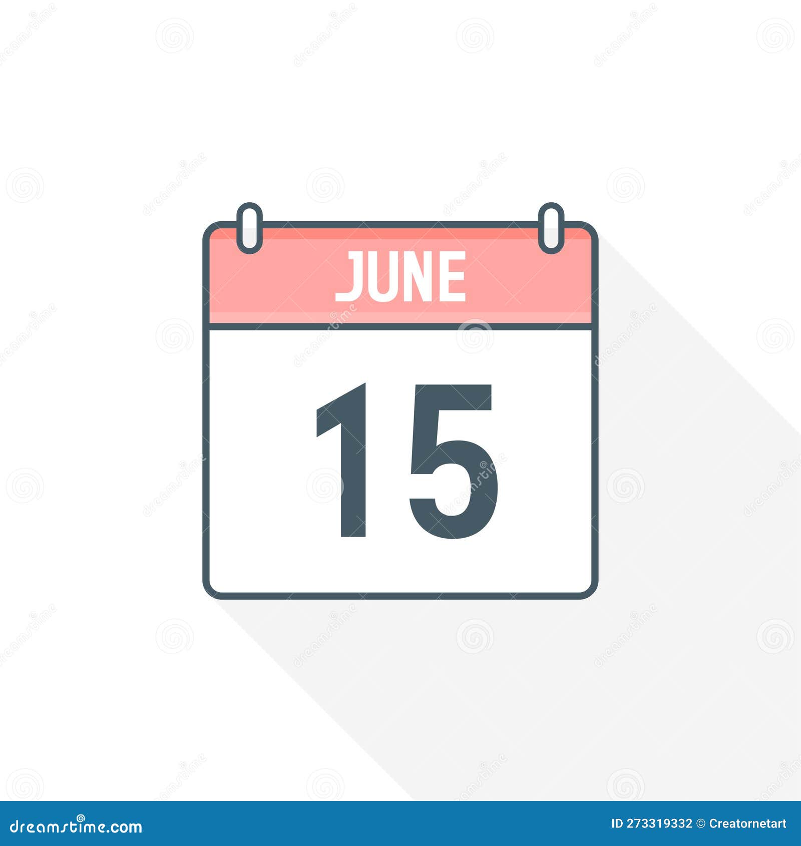 Icono Del Calendario 15 De Junio. Ilustrador Vectorial De Icono De ...