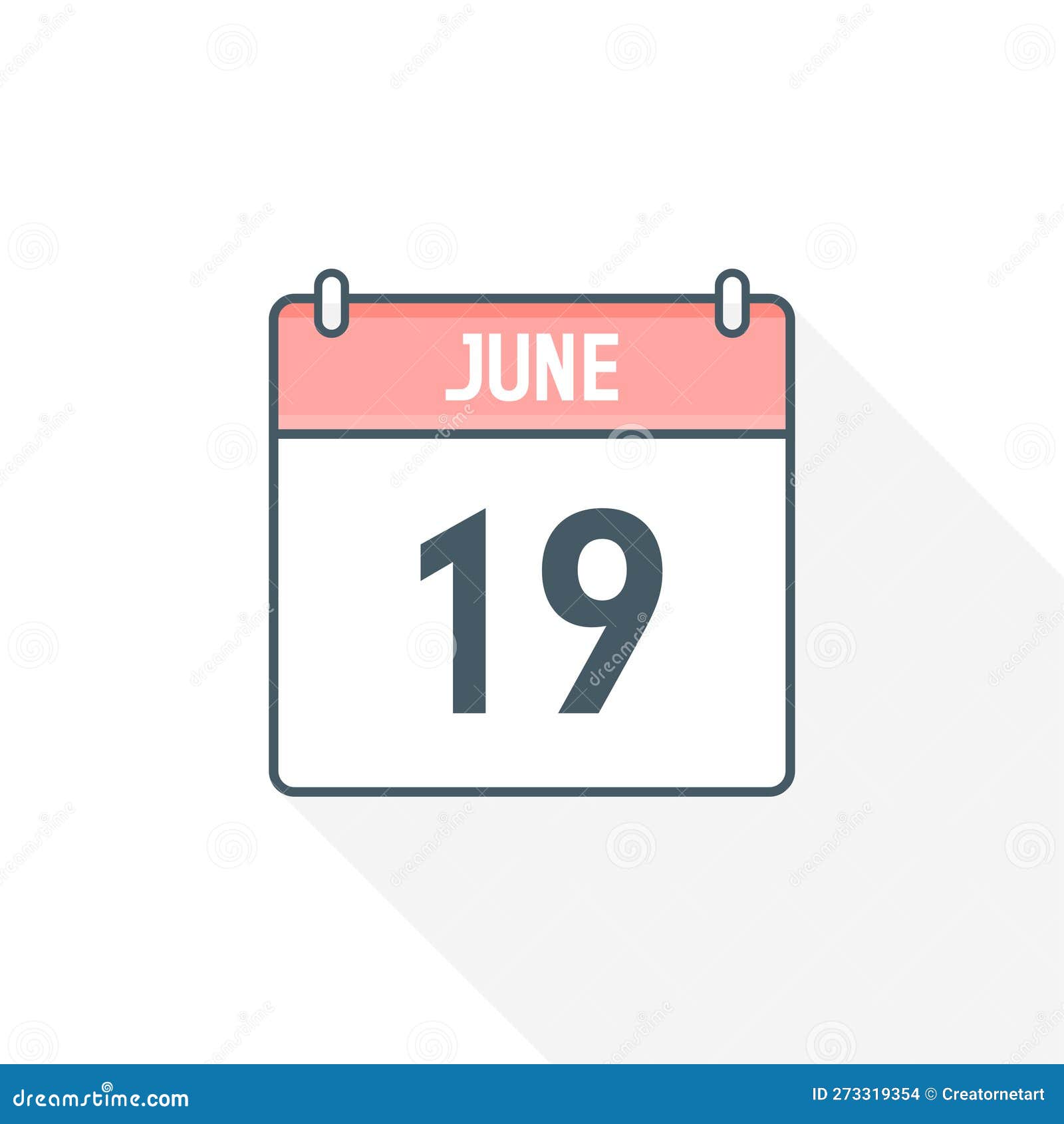 Icono Del Calendario 19 De Junio. Ilustrador Vectorial De Icono De ...