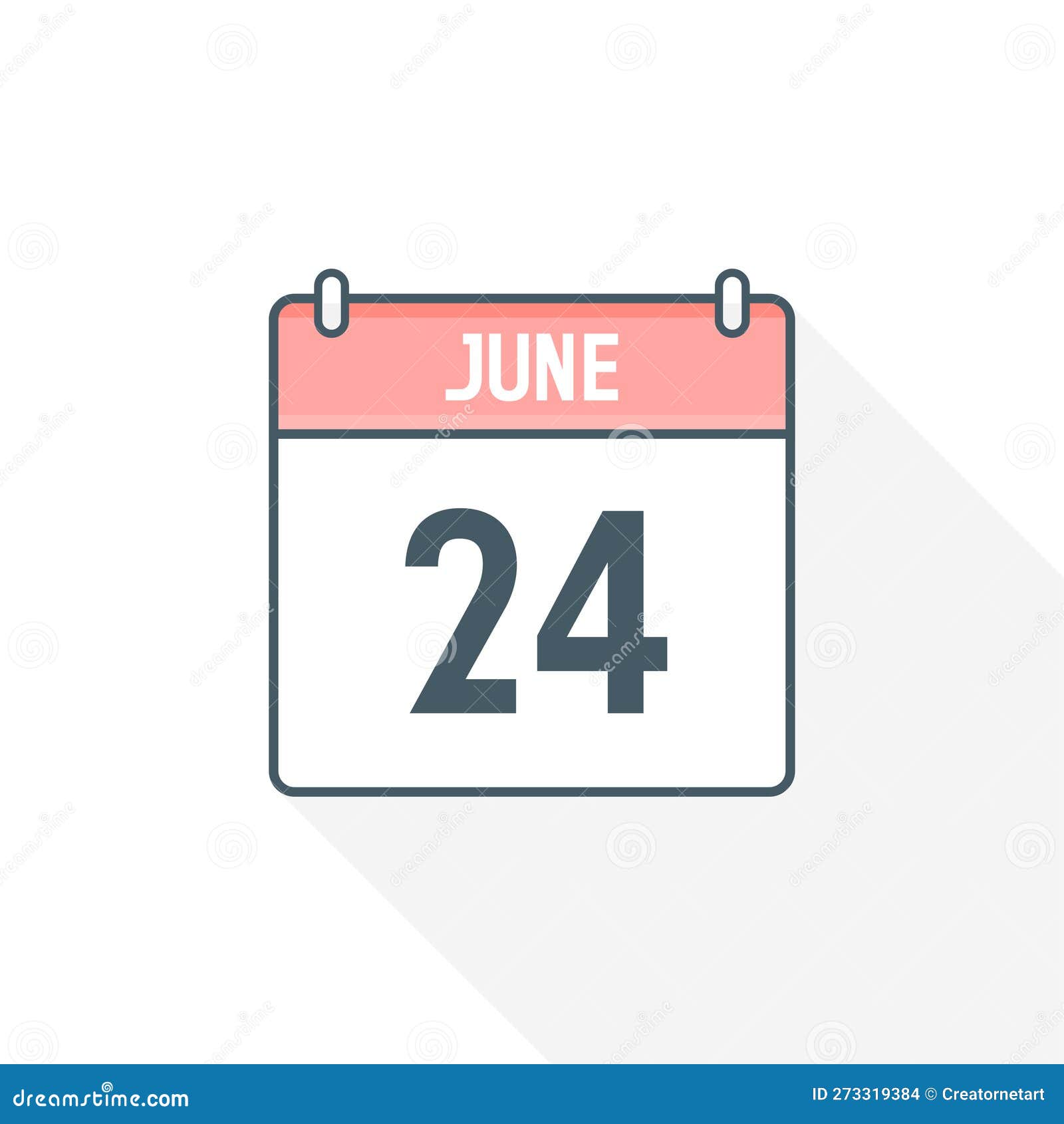 Icono Del Calendario 24 De Junio. Ilustrador Vectorial De Icono De ...