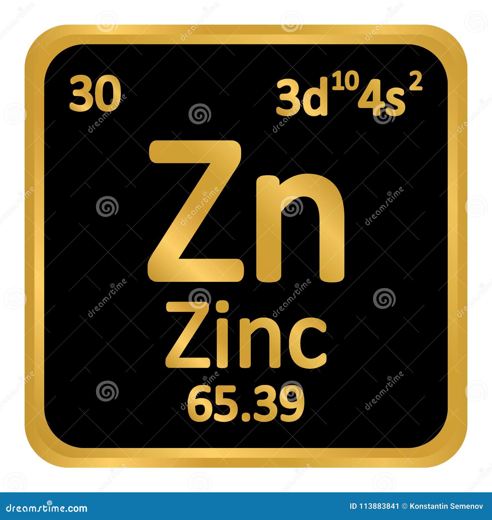 Icono Del Cinc Del Elemento De Tabla Periódica Stock de ilustración ...