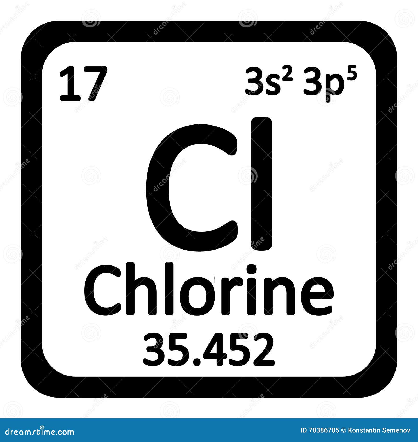 Icono Del Cloro Del Elemento De Tabla Periódica Stock de ilustración ...