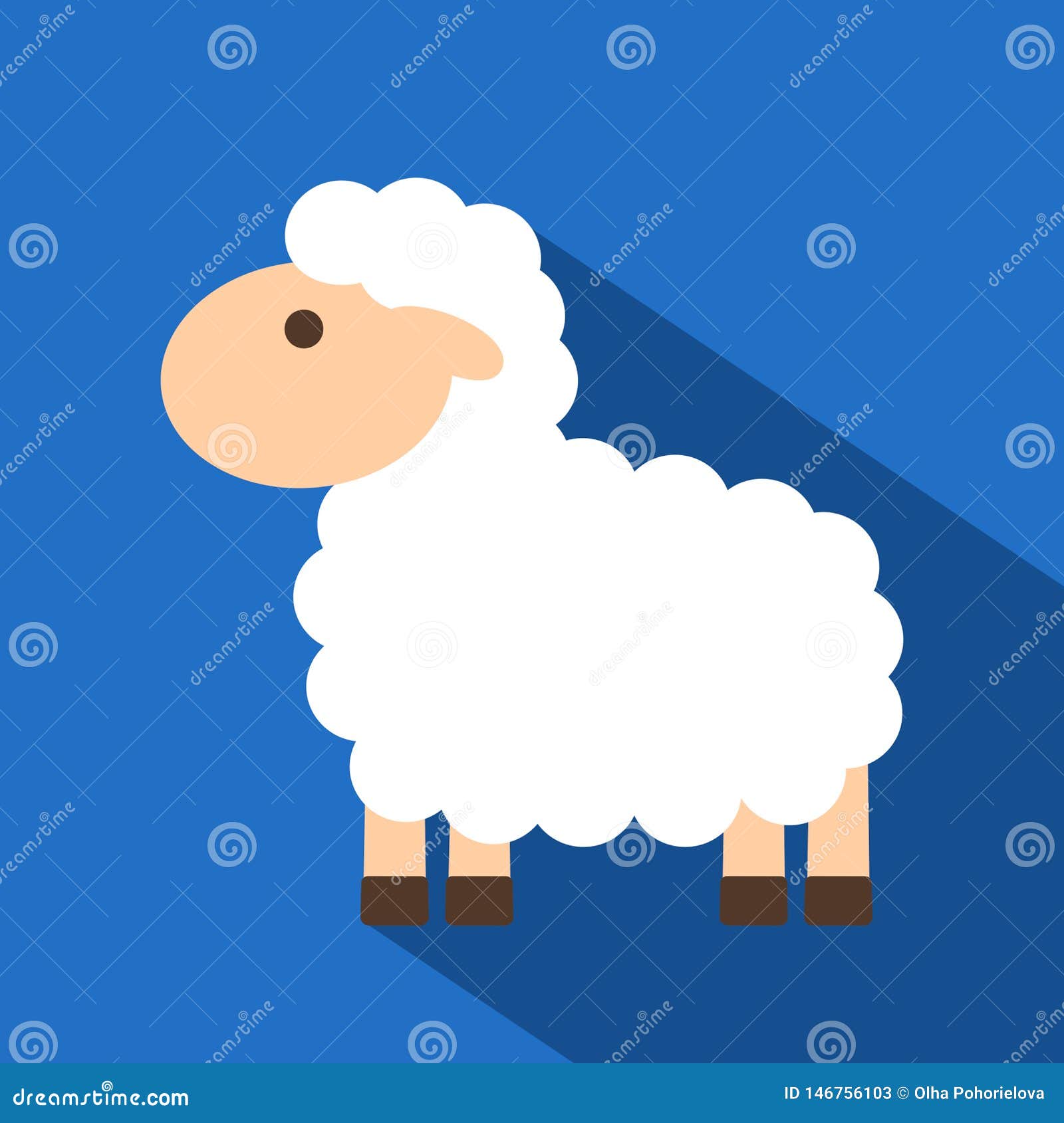 Icono Del Cordero Lindo Aislamiento Plano Del Ejemplo Del Vector Stock ...