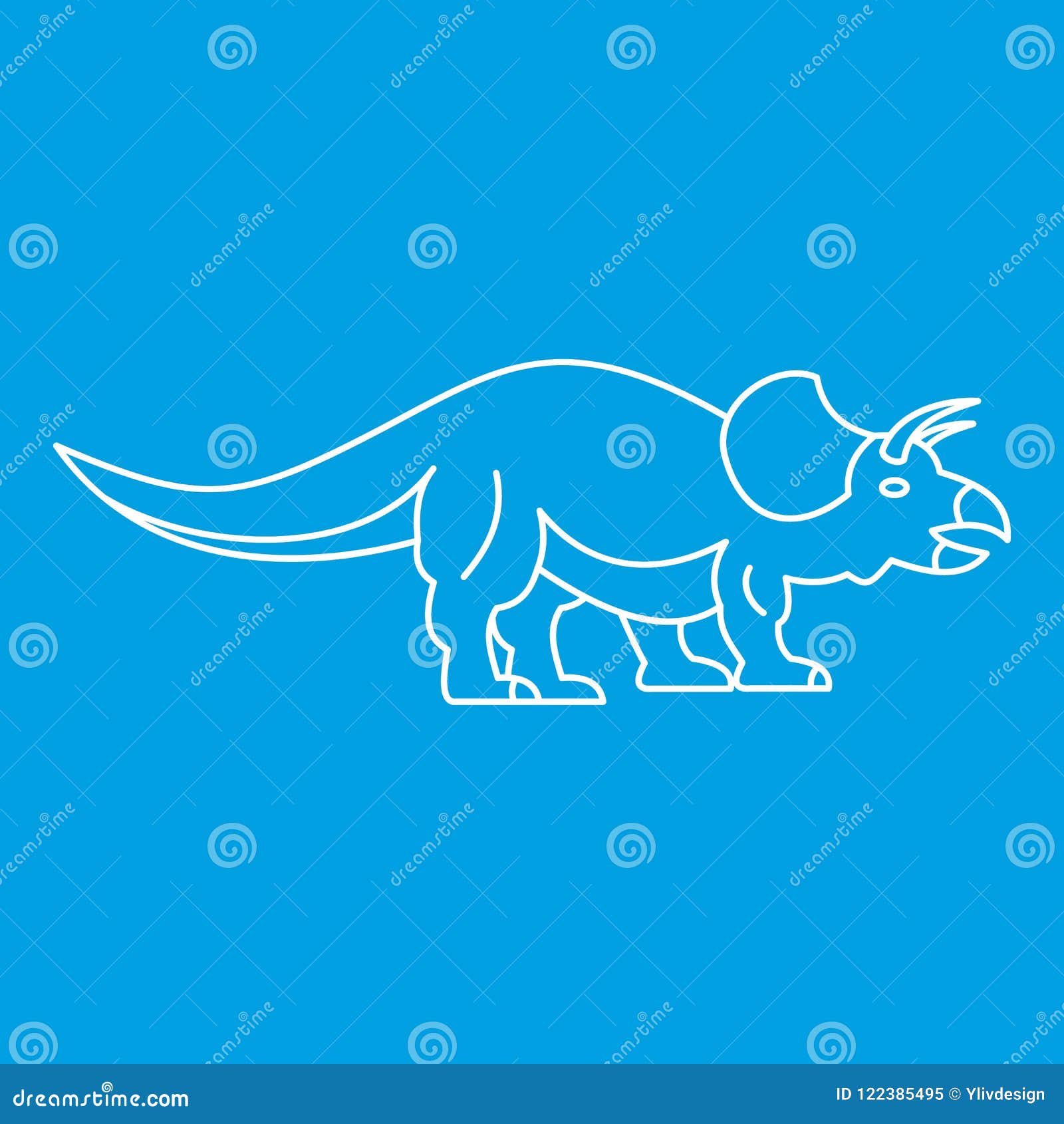 Icono Del Dinosaurio Del Styracosaurus, Estilo Del Esquema Ilustración del Vector - Ilustración ...