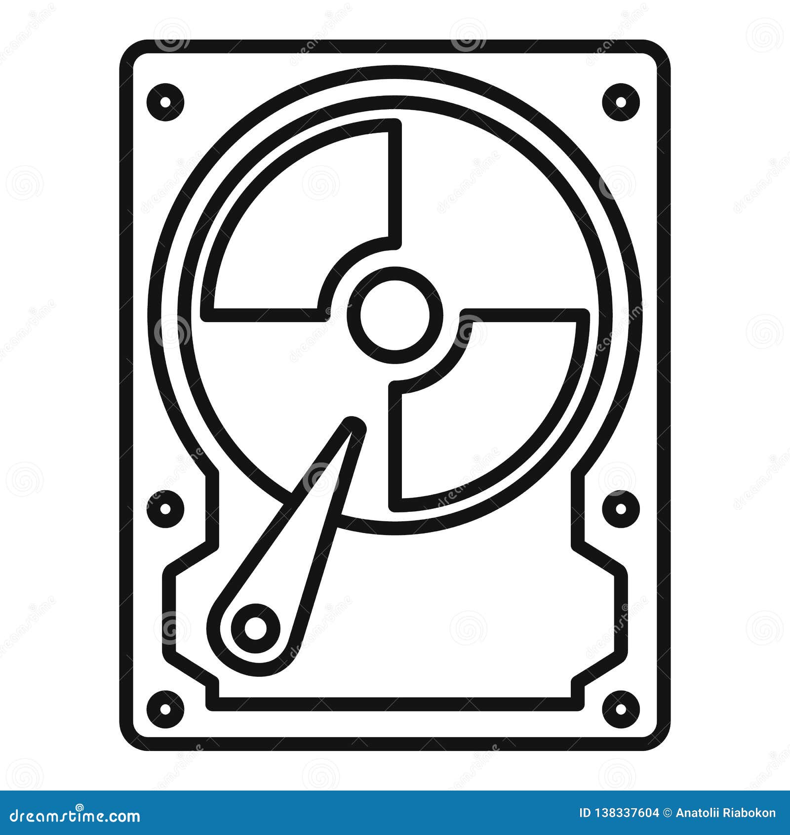 Icono Del Disco Duro, Estilo Del Esquema Ilustración del Vector ...