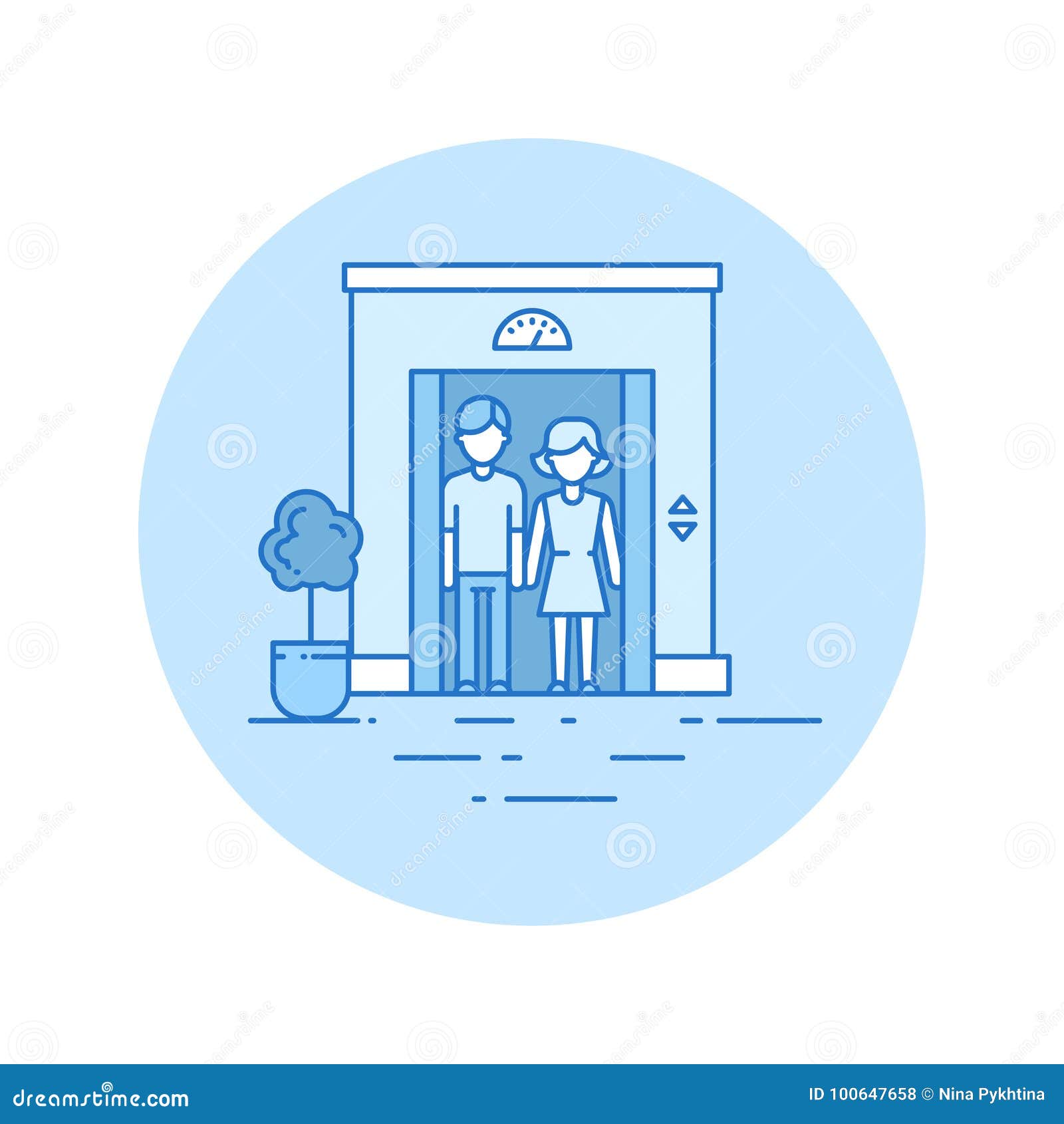 Icono Del Elevador En Estilo Del Lineart Ilustración del Vector ...