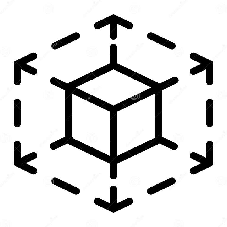 Icono Del Espacio Del Cubo, Estilo Del Esquema Ilustración del Vector ...