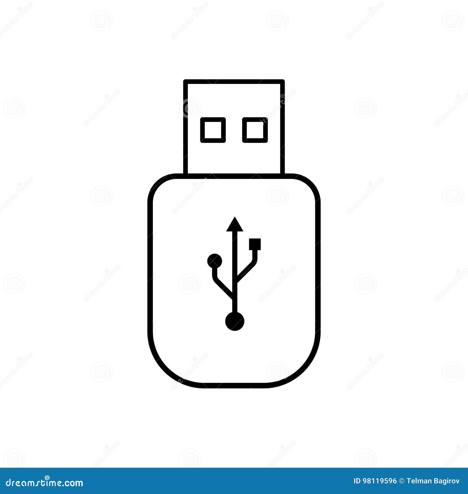 Icono Del Esquema De Memoria USB Stock de ilustración - Ilustración de ...