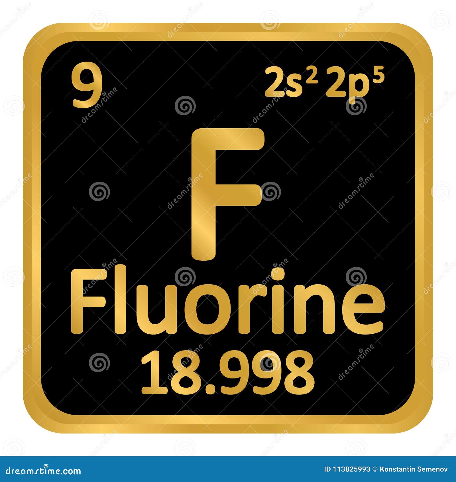 Icono Del Flúor Del Elemento De Tabla Periódica Stock de ilustración ...