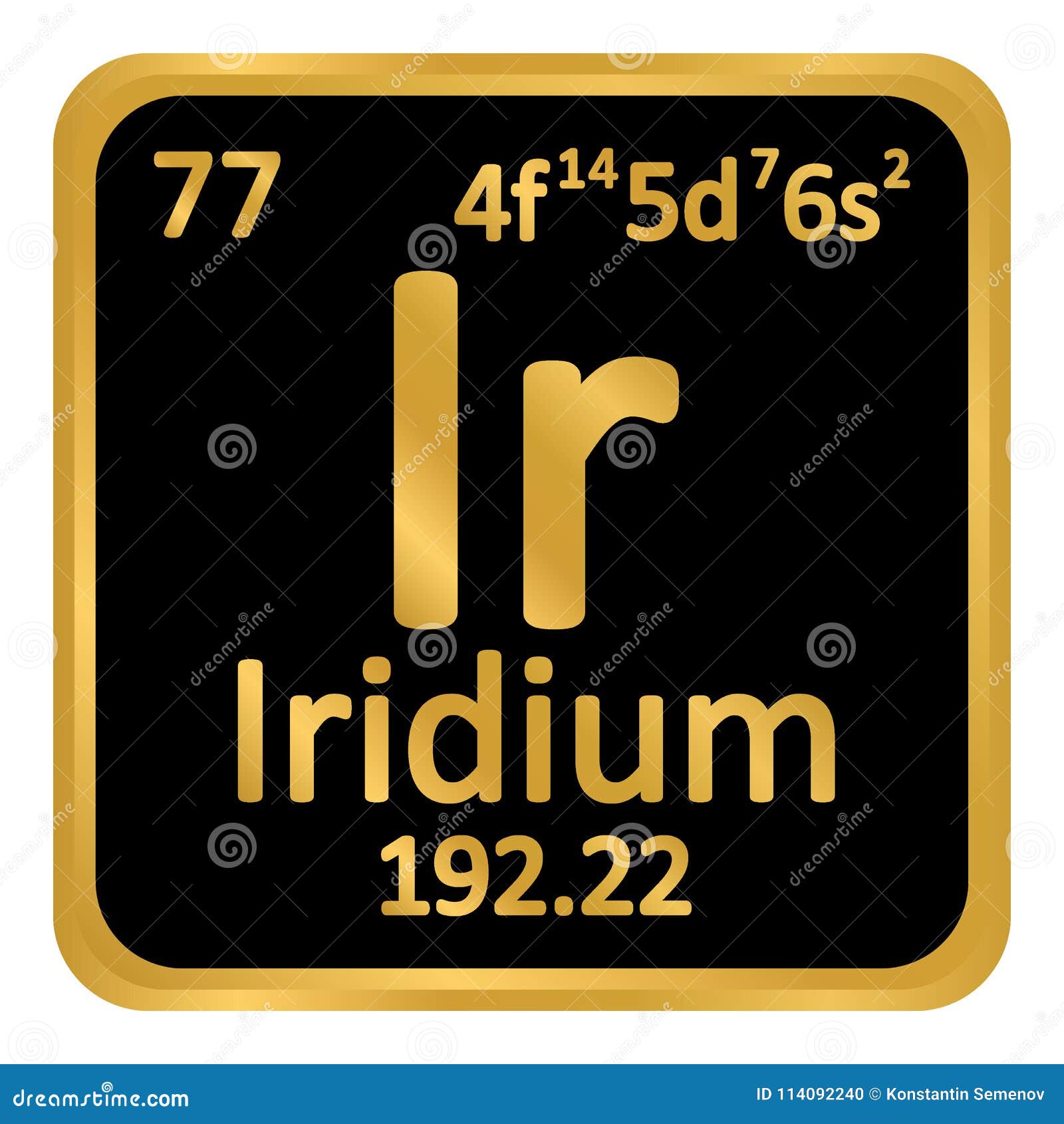 Icono Del Iridio Del Elemento De Tabla Periódica Stock de ilustración ...