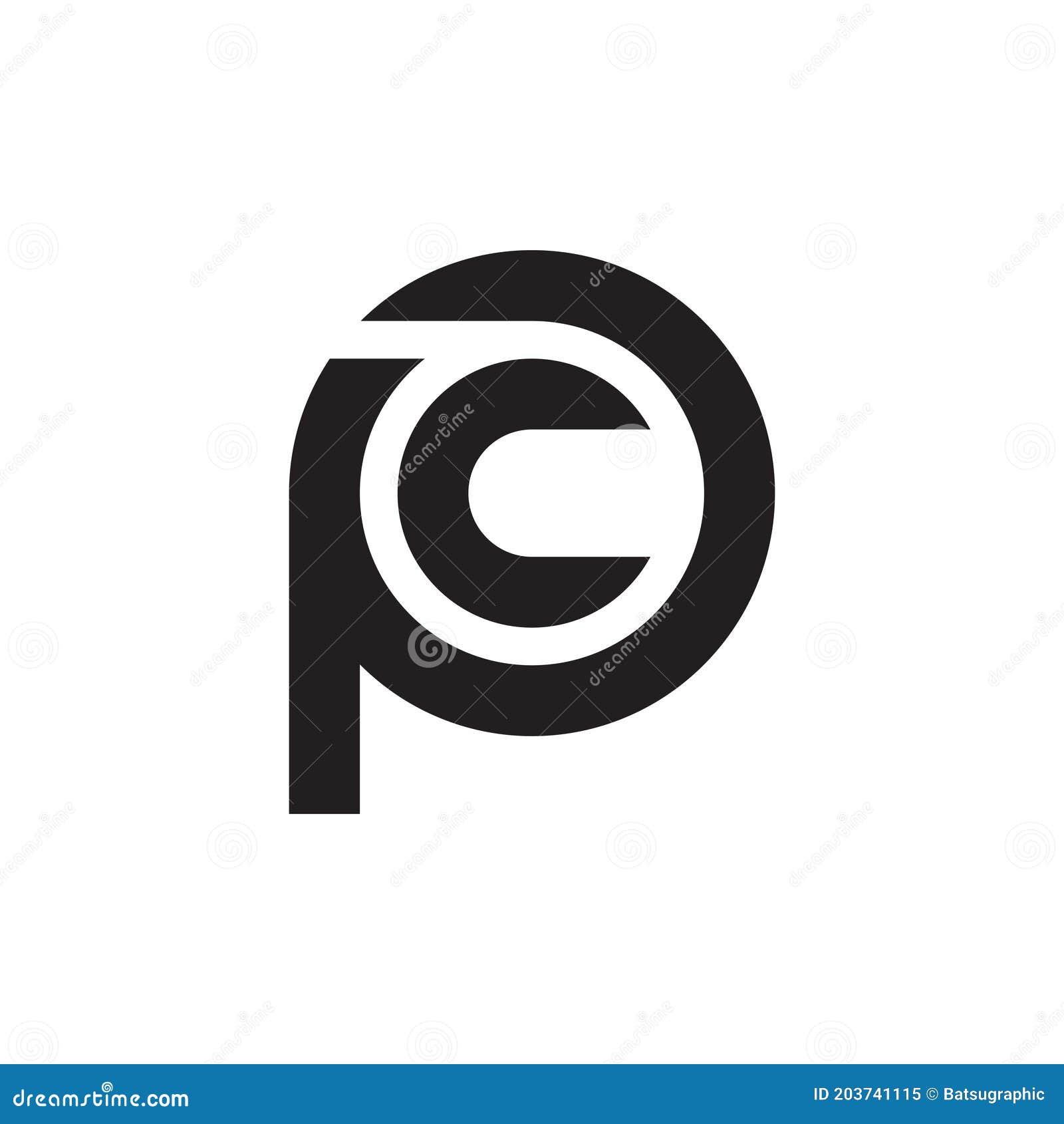 Icono Del Logotipo Del Vector De Letra Inicial De Pc Ilustración del ...