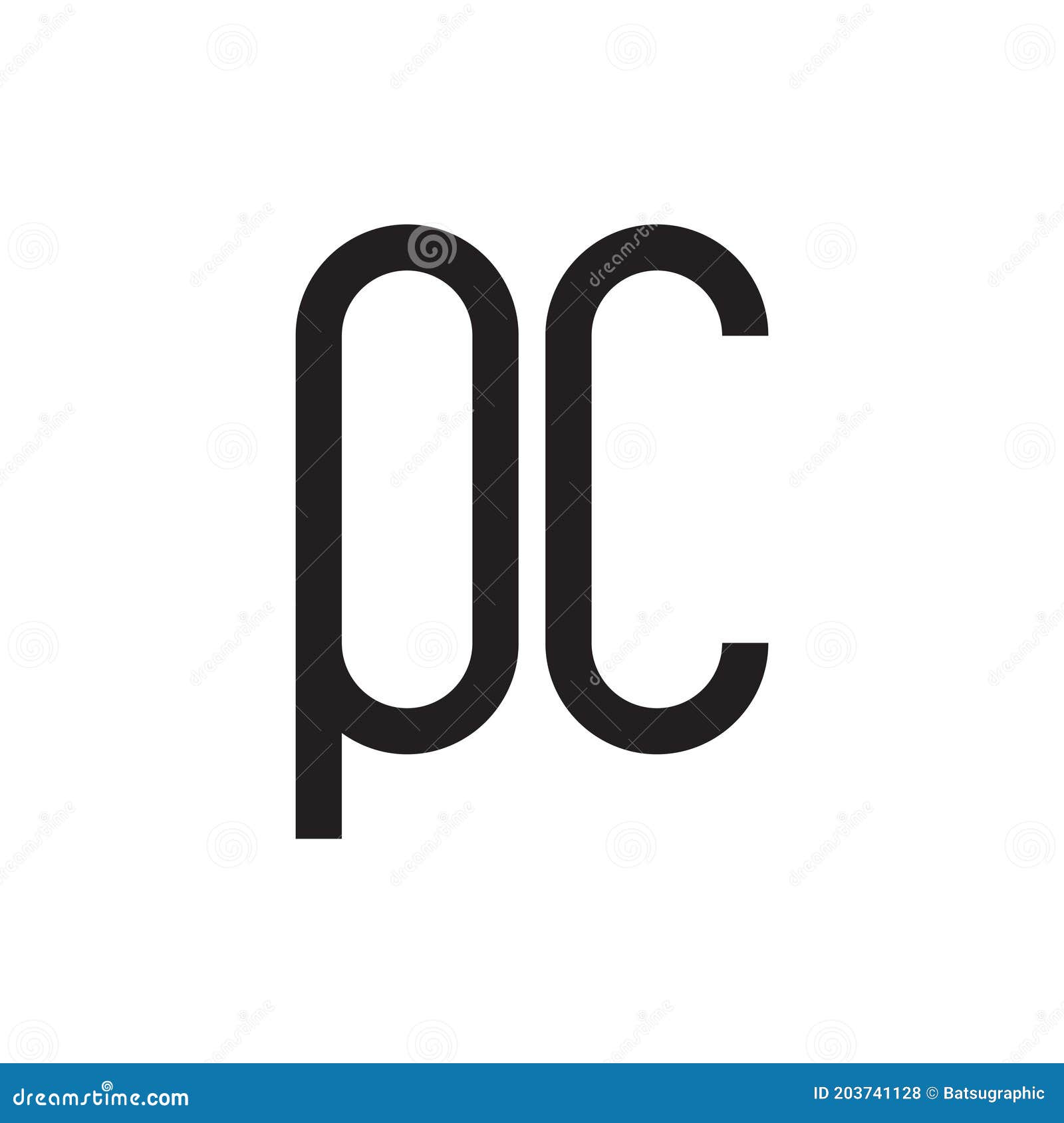 Icono Del Logotipo Del Vector De Letra Inicial De Pc Ilustración del ...