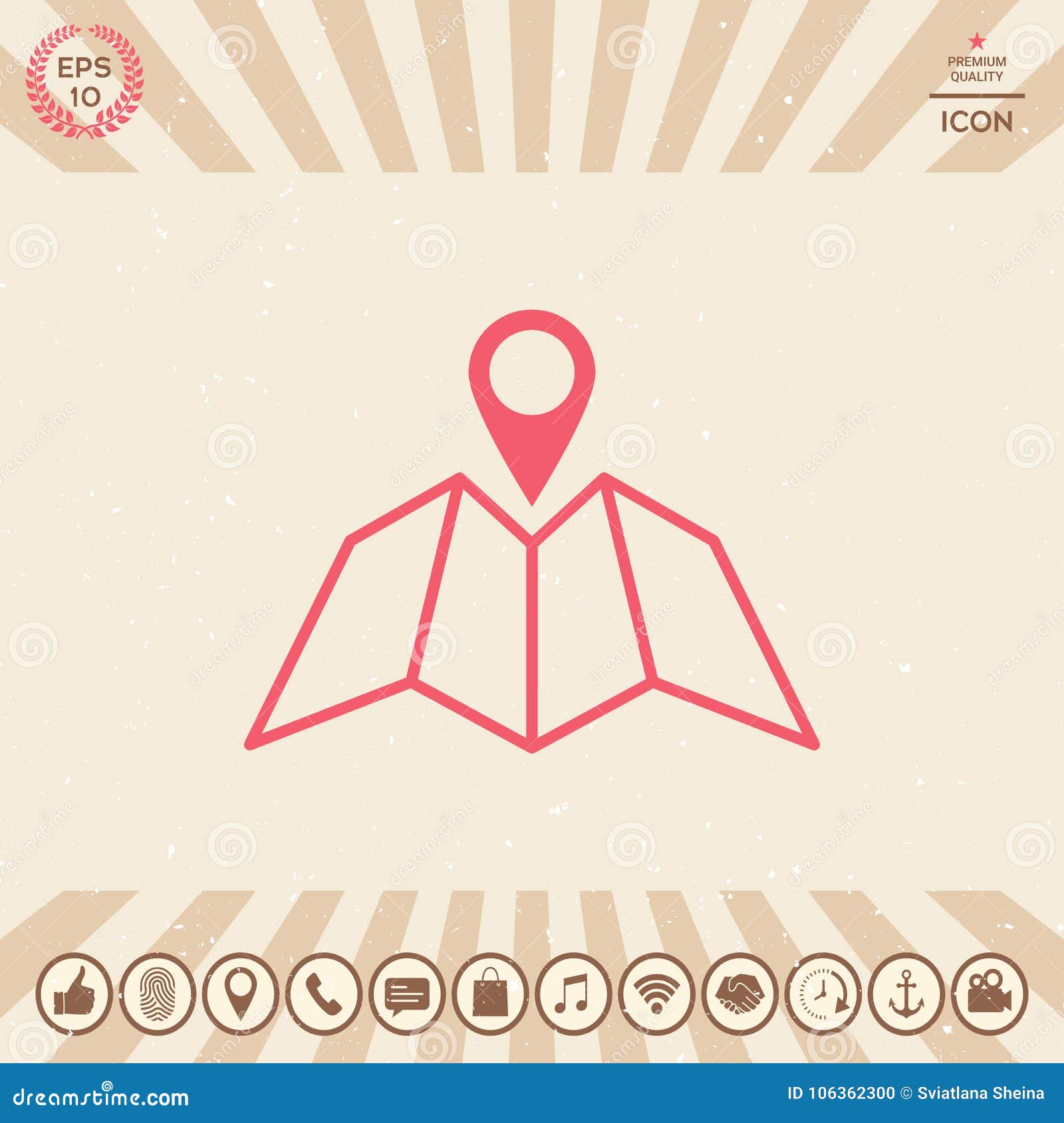 Icono Del Mapa Con Pin Pointer Ilustración del Vector - Ilustración de ...