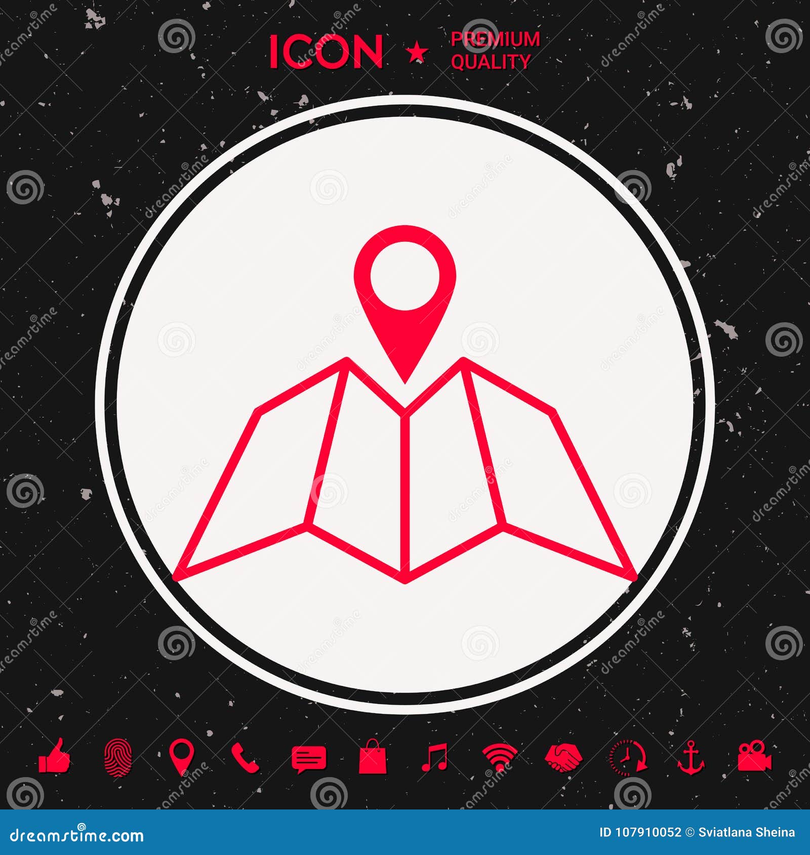 Icono Del Mapa Con Pin Pointer Ilustración del Vector - Ilustración de ...
