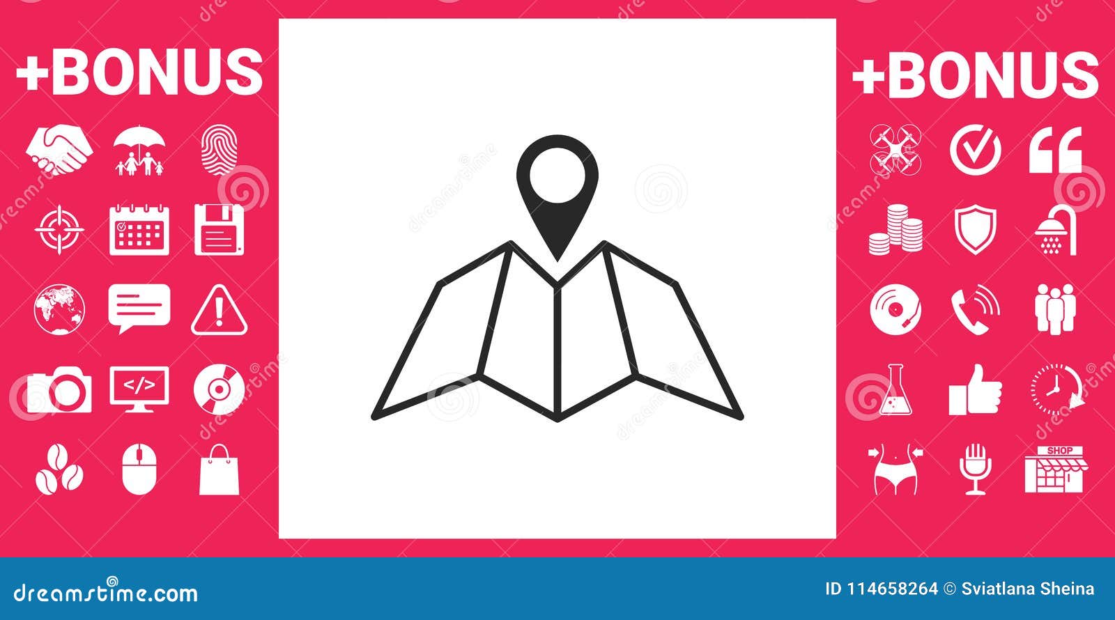 Icono Del Mapa Con Pin Pointer Ilustración del Vector - Ilustración de ...