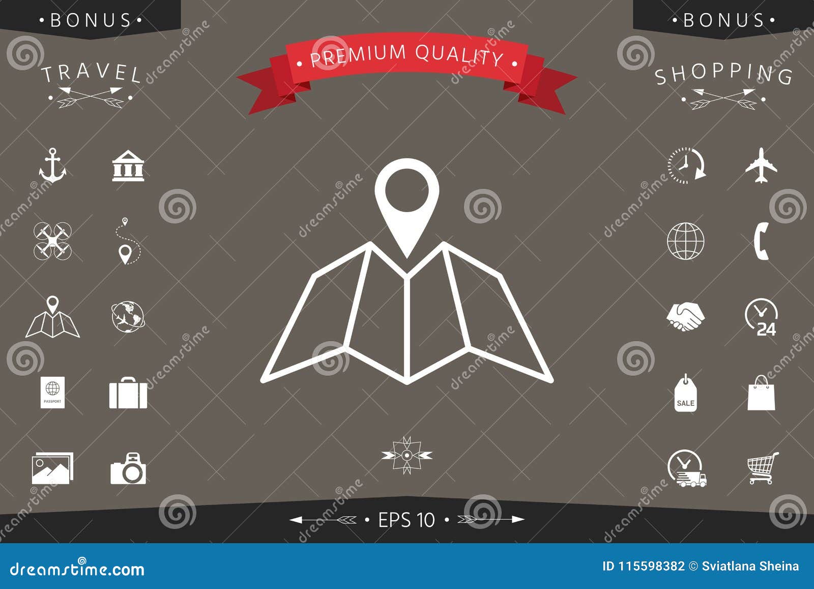 Icono Del Mapa Con Pin Pointer Ilustración del Vector - Ilustración de ...