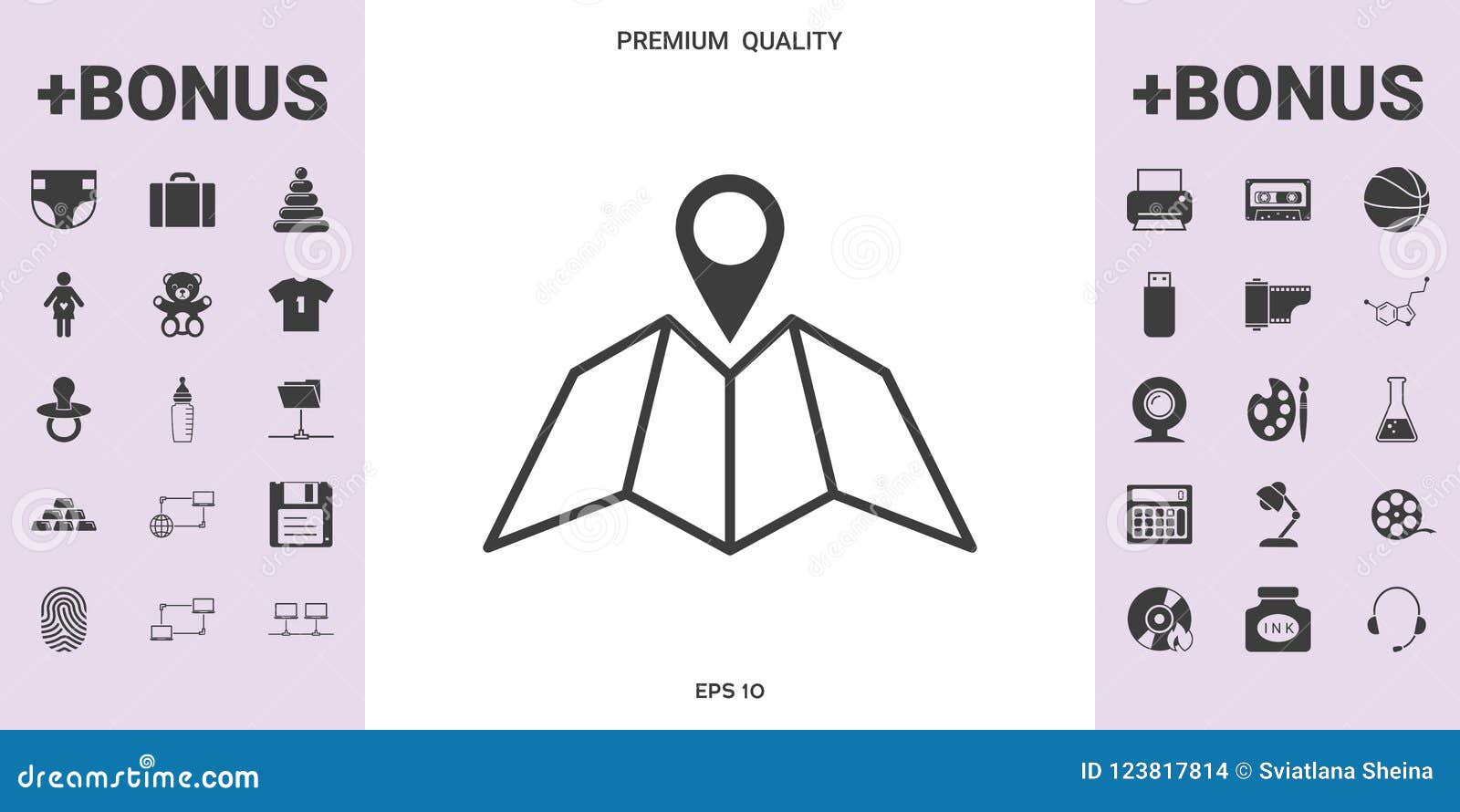 Icono Del Mapa Con Pin Pointer Ilustración del Vector - Ilustración de ...