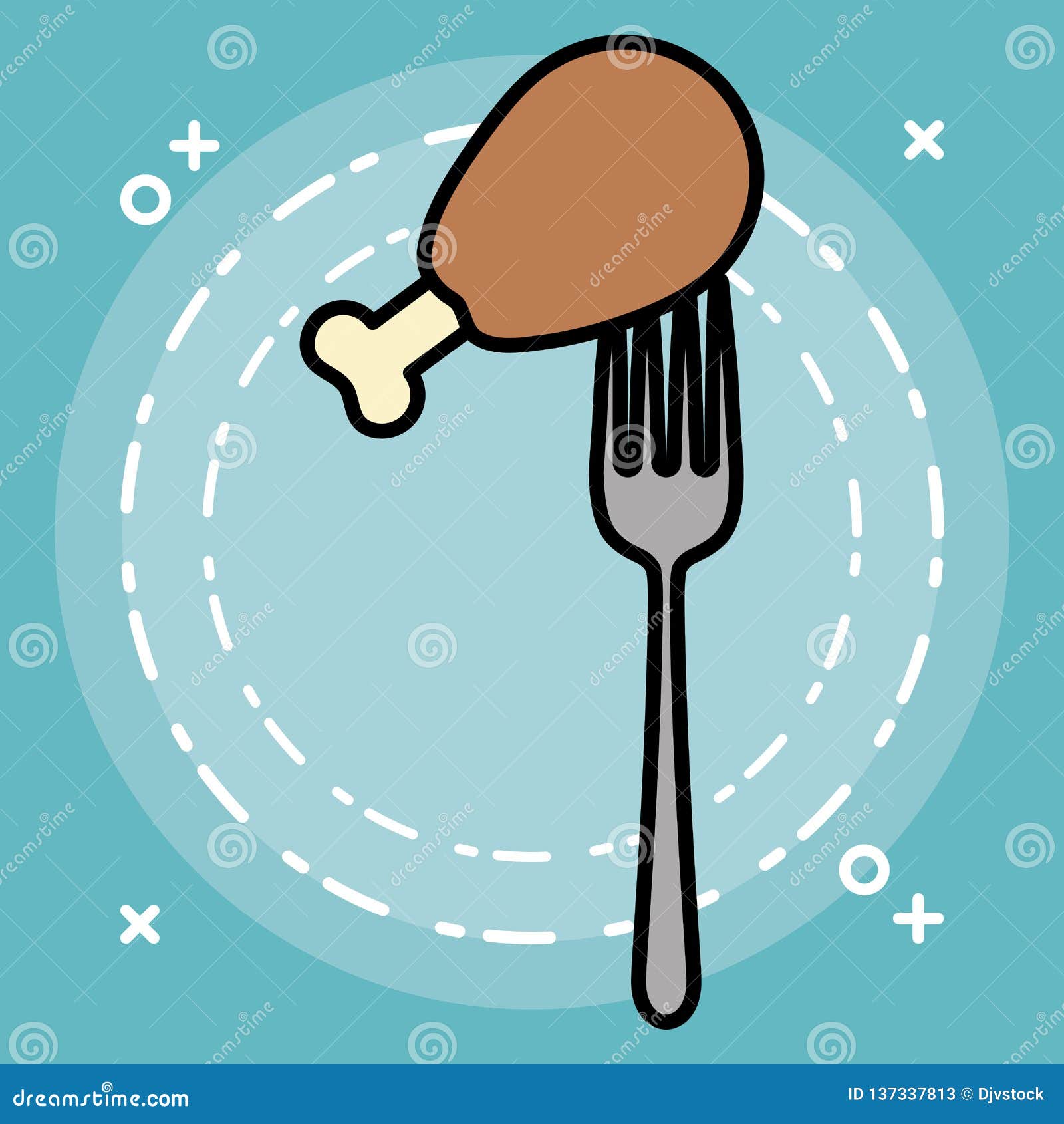 Icono del muslo del pollo ilustración del vector. Ilustración de cena ...