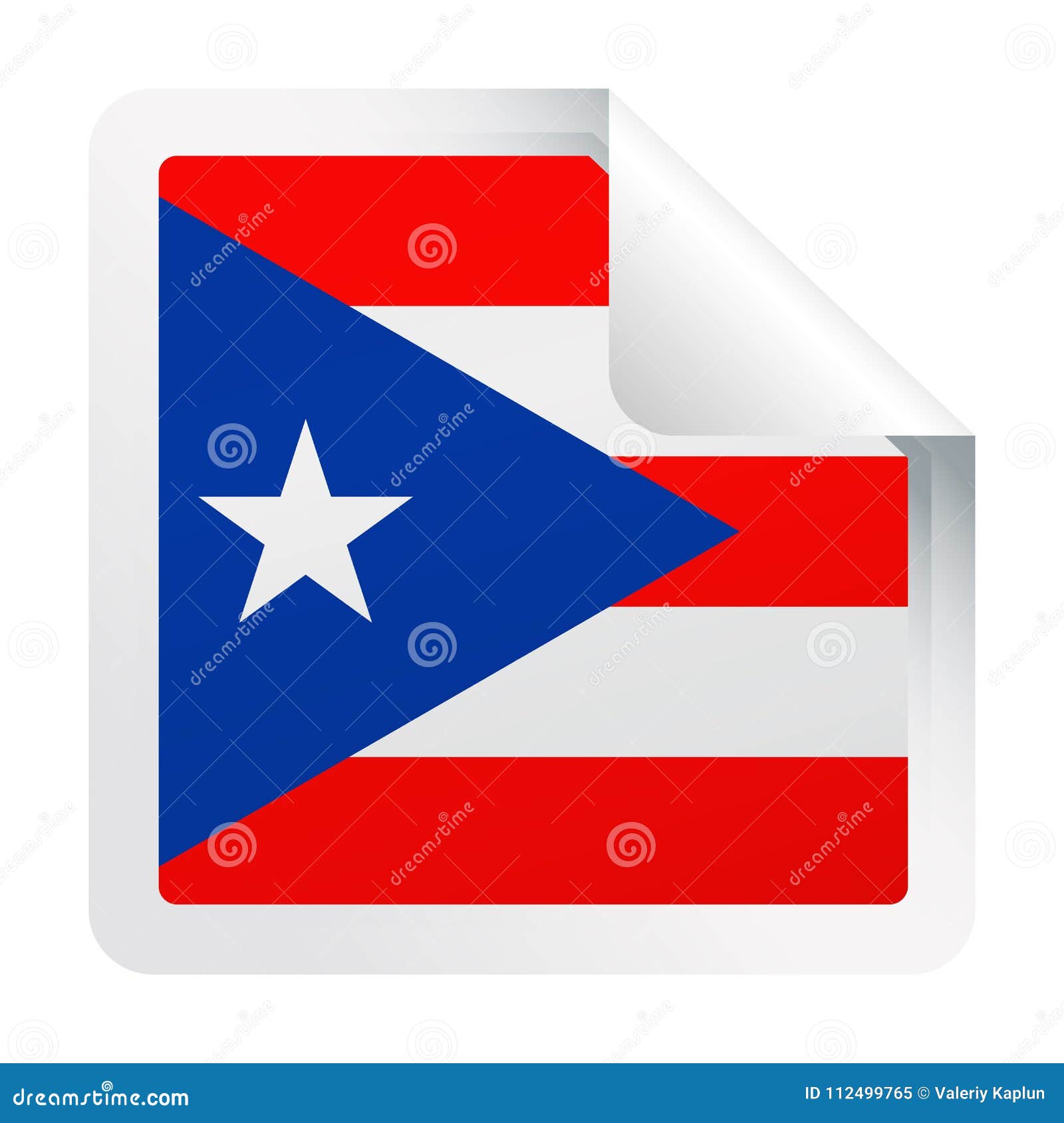 Icono Del Papel De Puerto Rico Flag Vector Square Corner Stock de ...