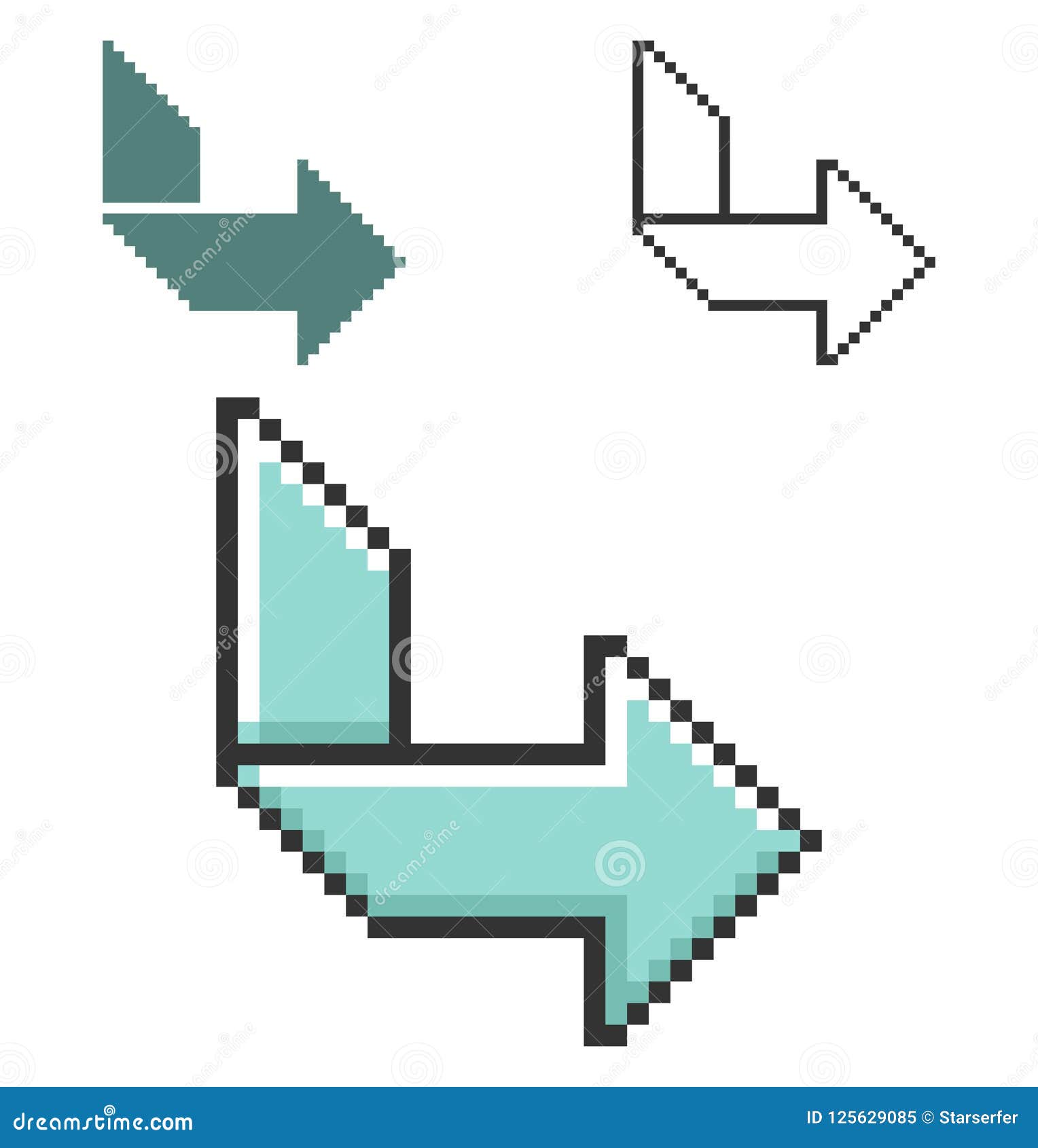 Icono Del Pixel De La Flecha Ortogonal Curvada Ilustración del Vector ...