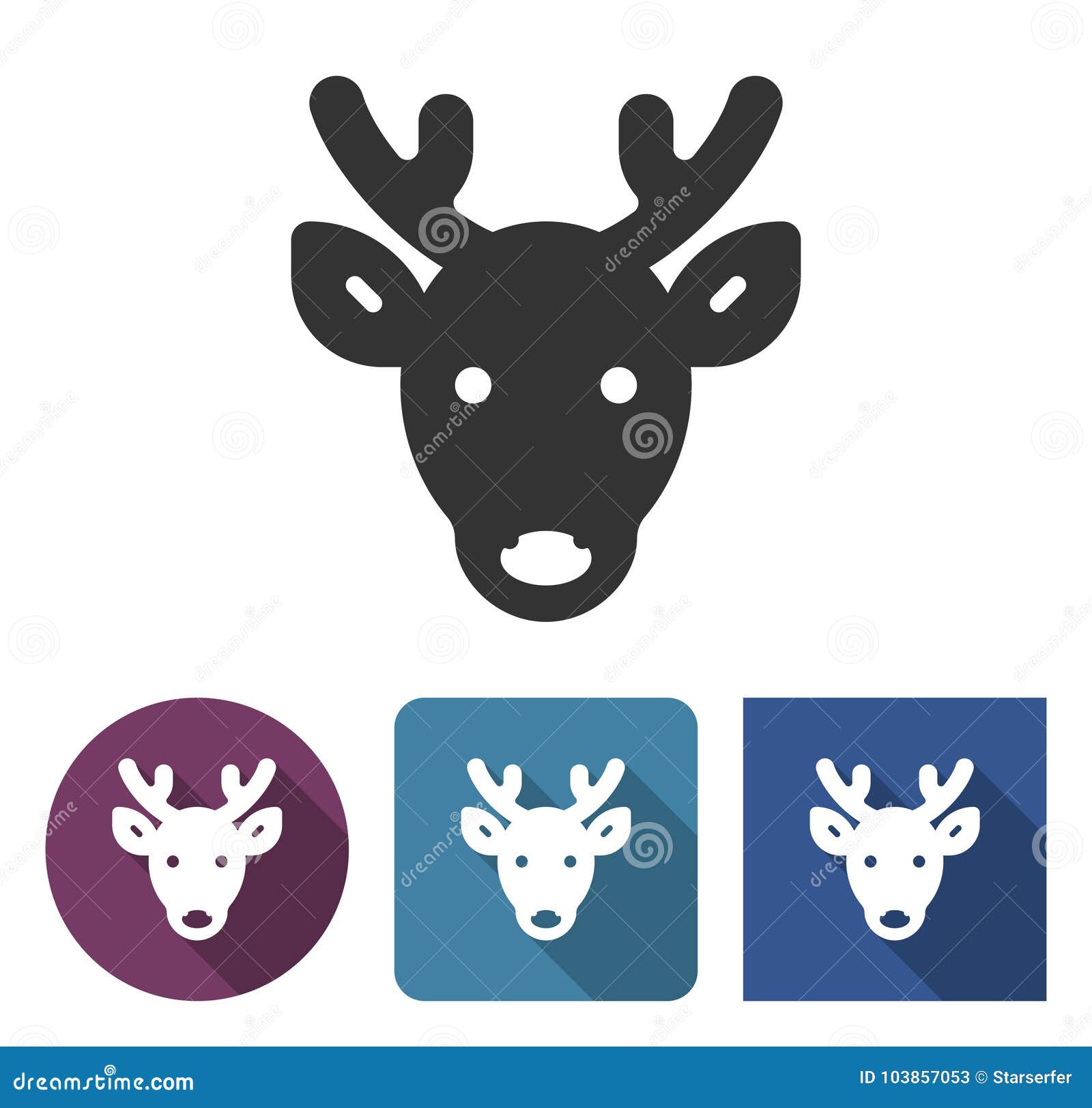 Icono Del Reno En Diversas Variantes Ilustración del Vector ...