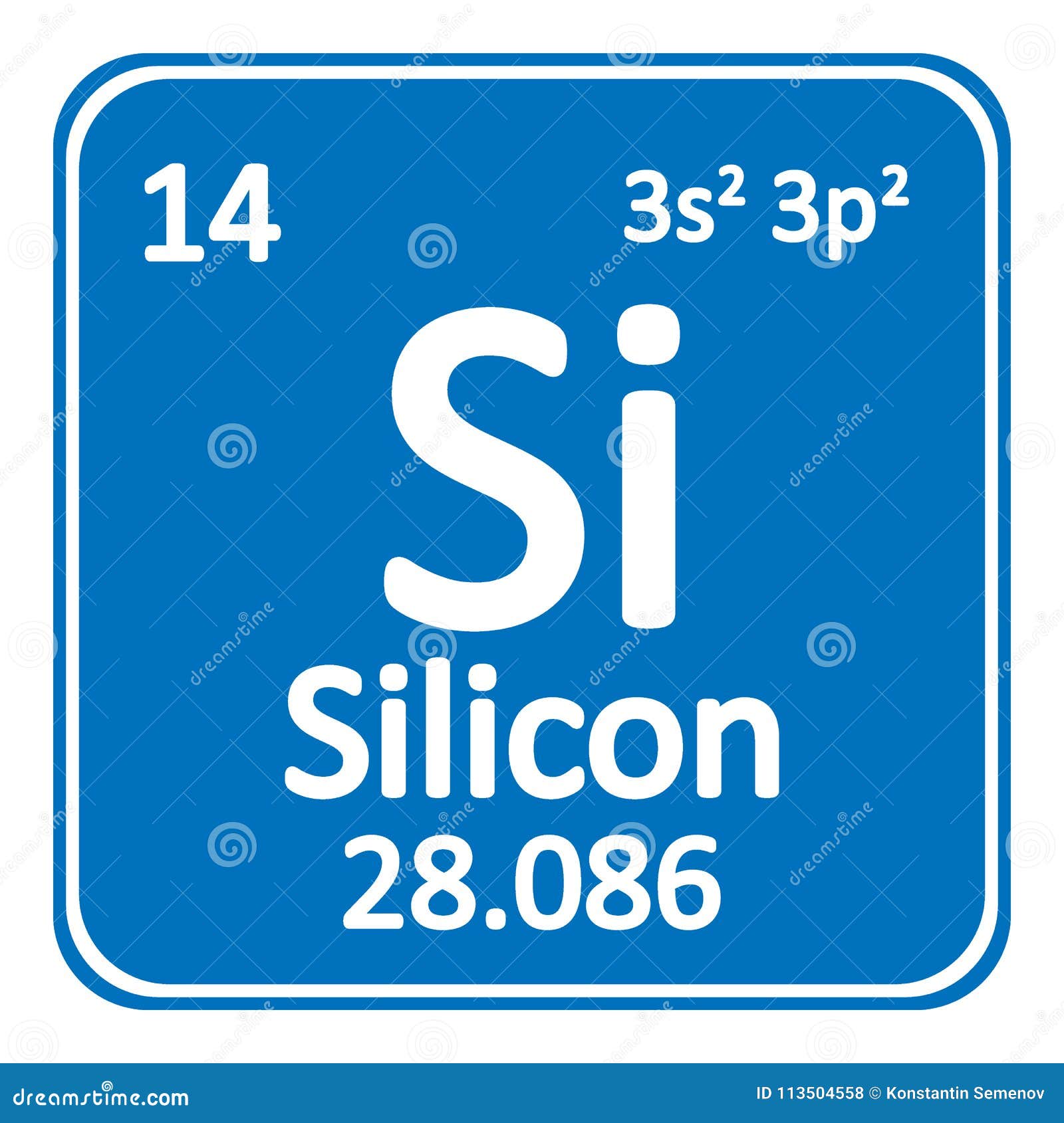 Icono Del Silicio Del Elemento De Tabla Periódica Stock de ilustración ...