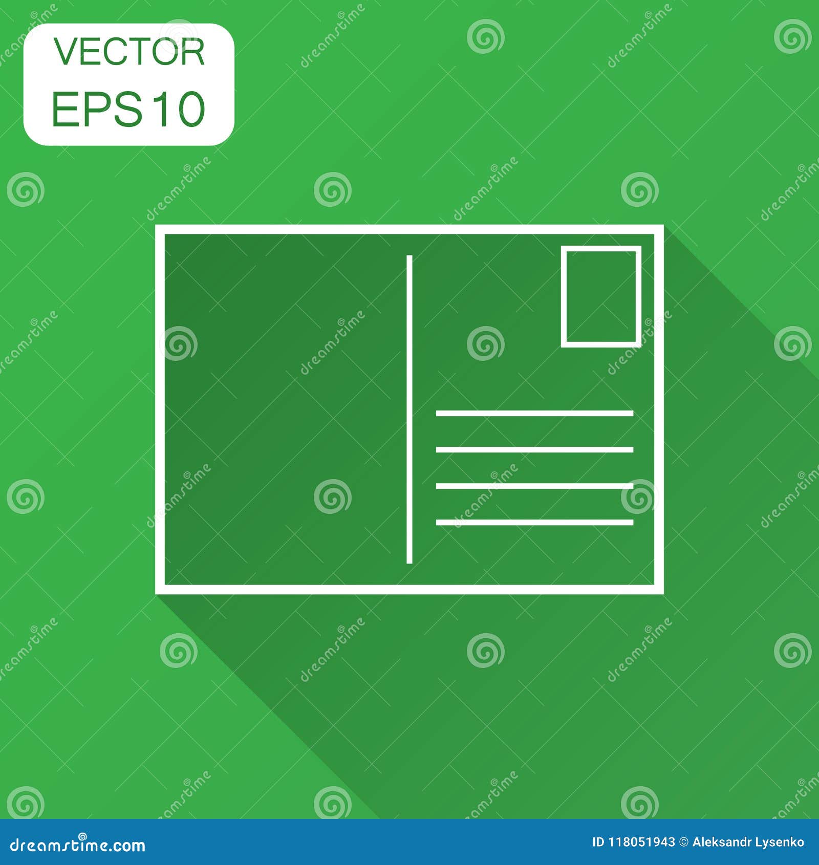 Icono Del Sobre De La Postal Ejemplo Del Vector Con La Sombra Larga BU ...