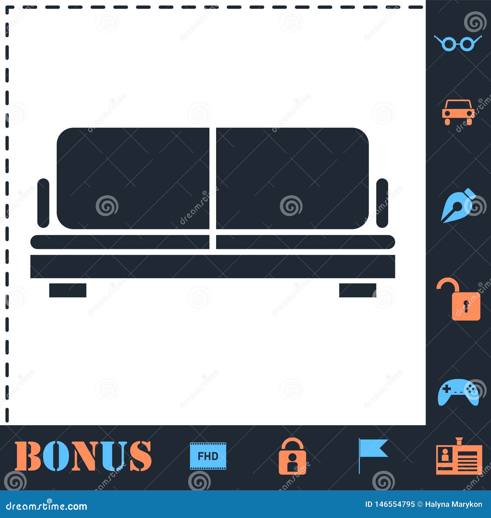 Icono del sof? plano ilustración del vector. Ilustración de ordenador ...