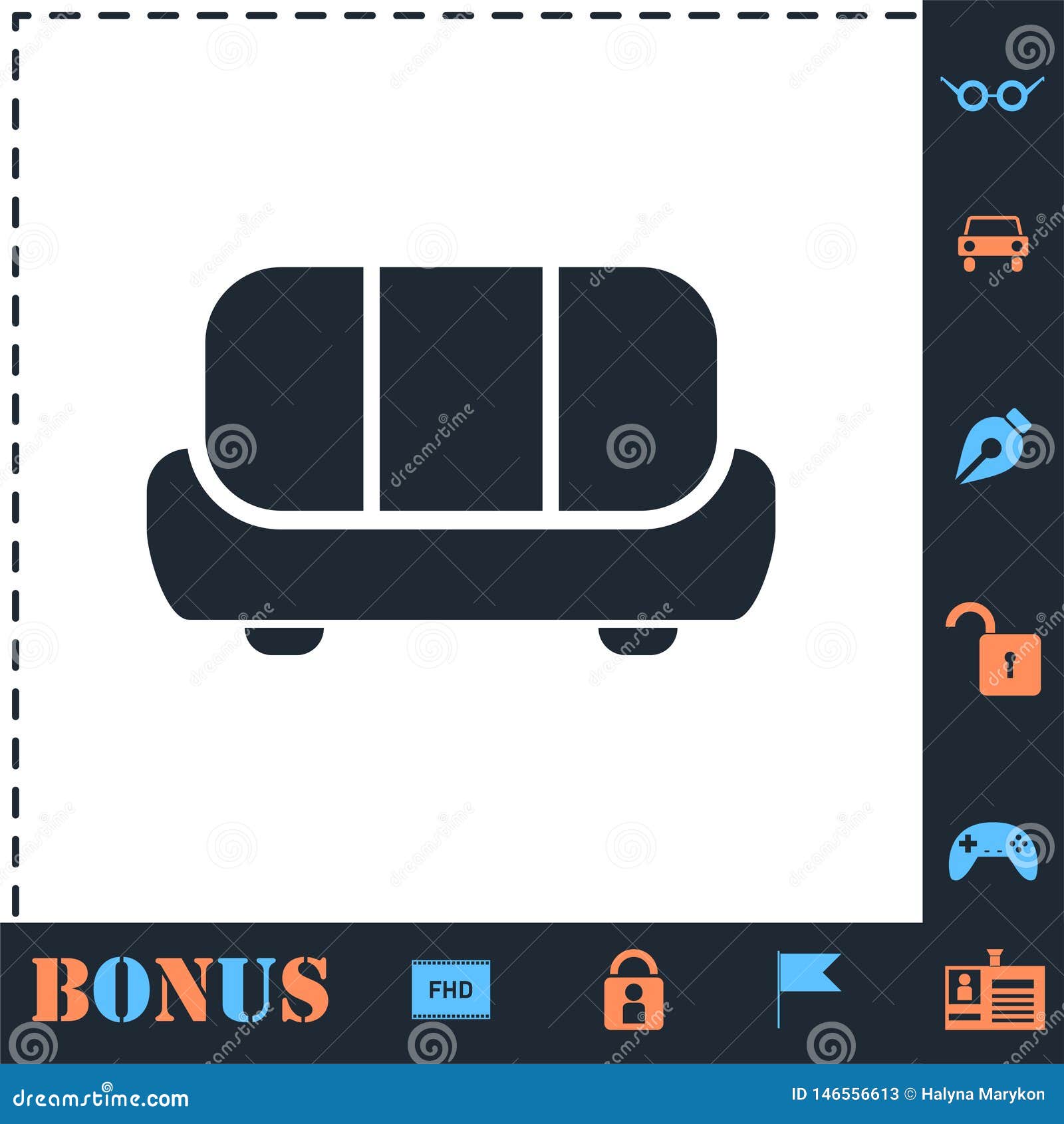 Icono del sof? plano ilustración del vector. Ilustración de siéntese ...