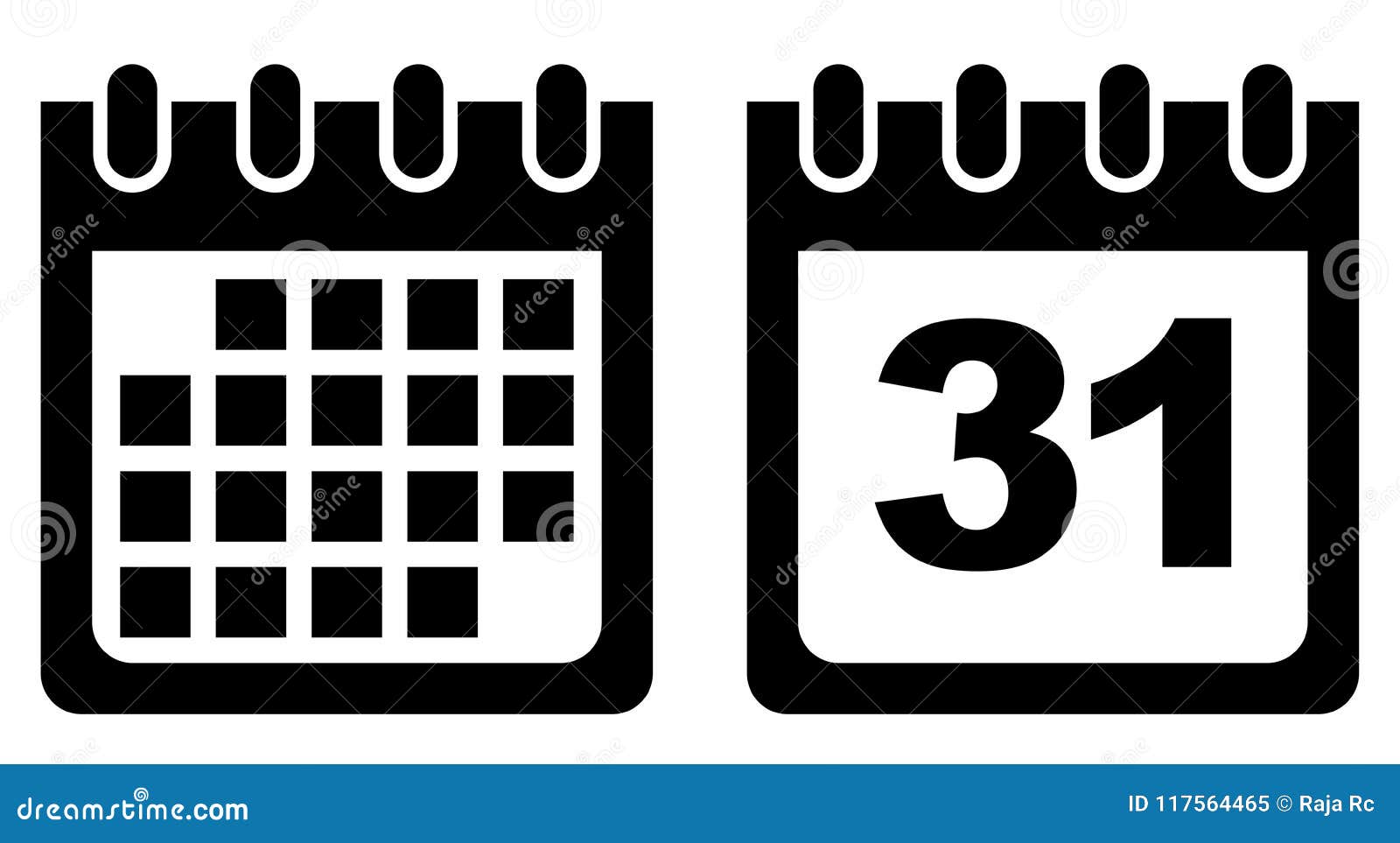 Icono Del Vector Del Calendario Blanco Y Negro Ilustración del Vector ...